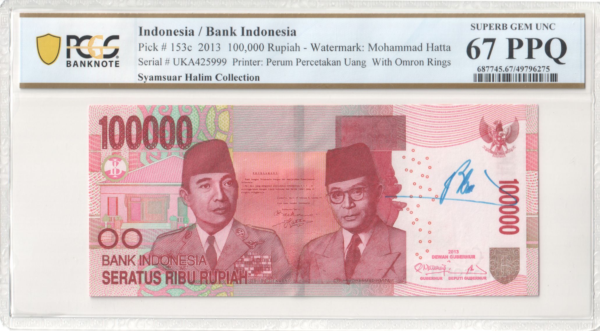 PCGS Certificate Verification Banknote Details for Cert #49796275