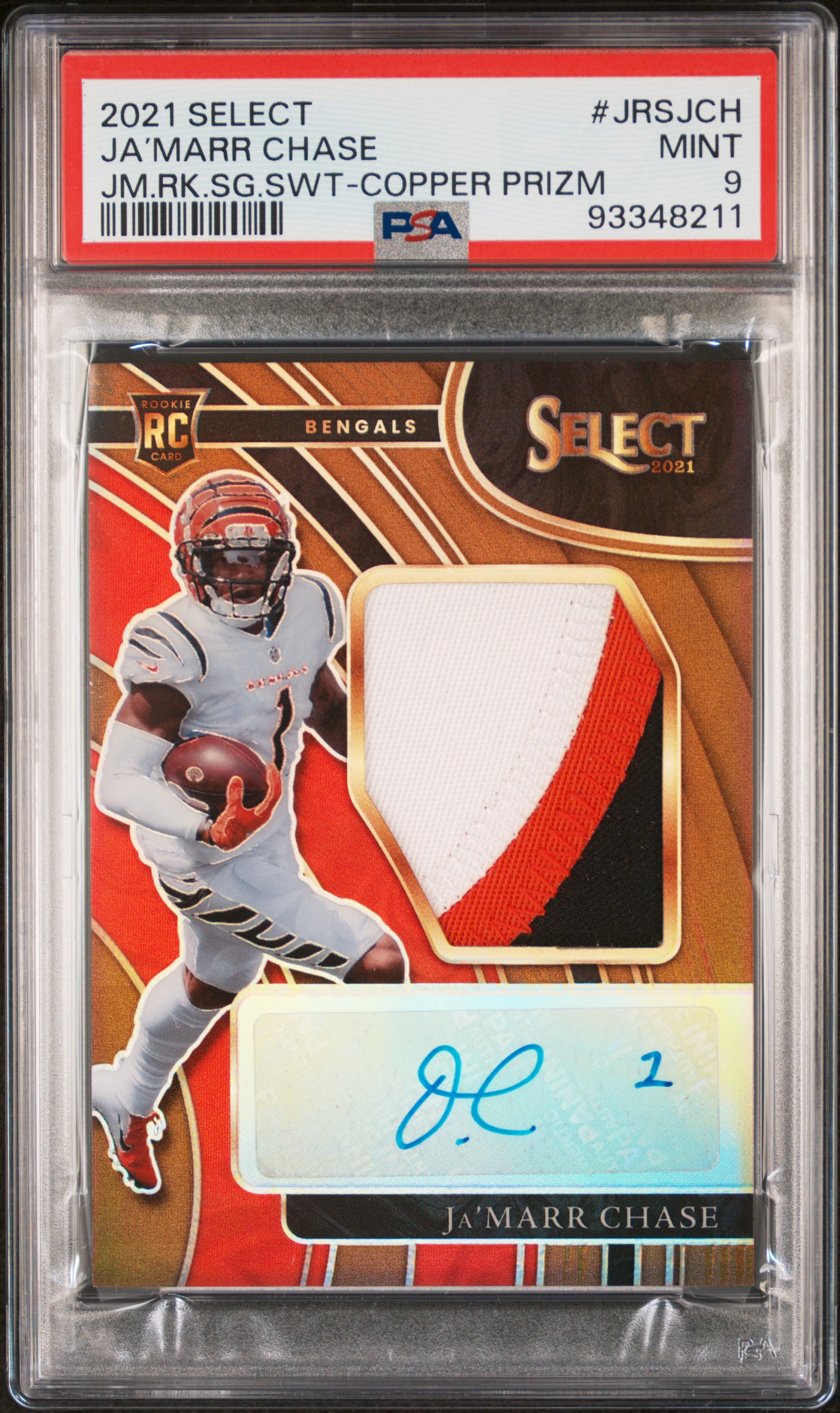 2021 Ja’MARR CHASE PANINI SELECT JUMBO ROOKIE SIGNATURE SWATCHES JM.RK ...