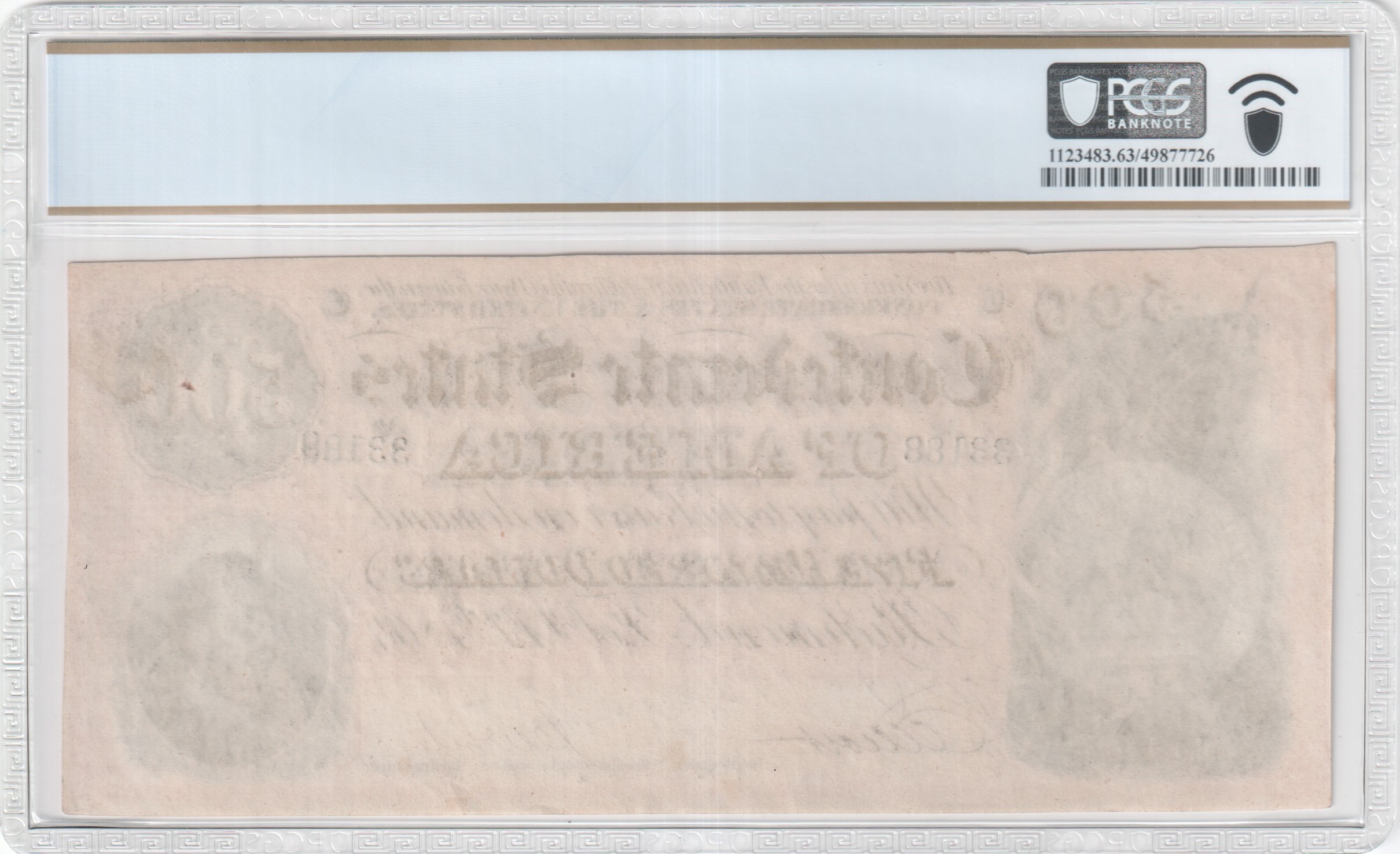 PCGS Certificate Verification Banknote Details for Cert #49877726