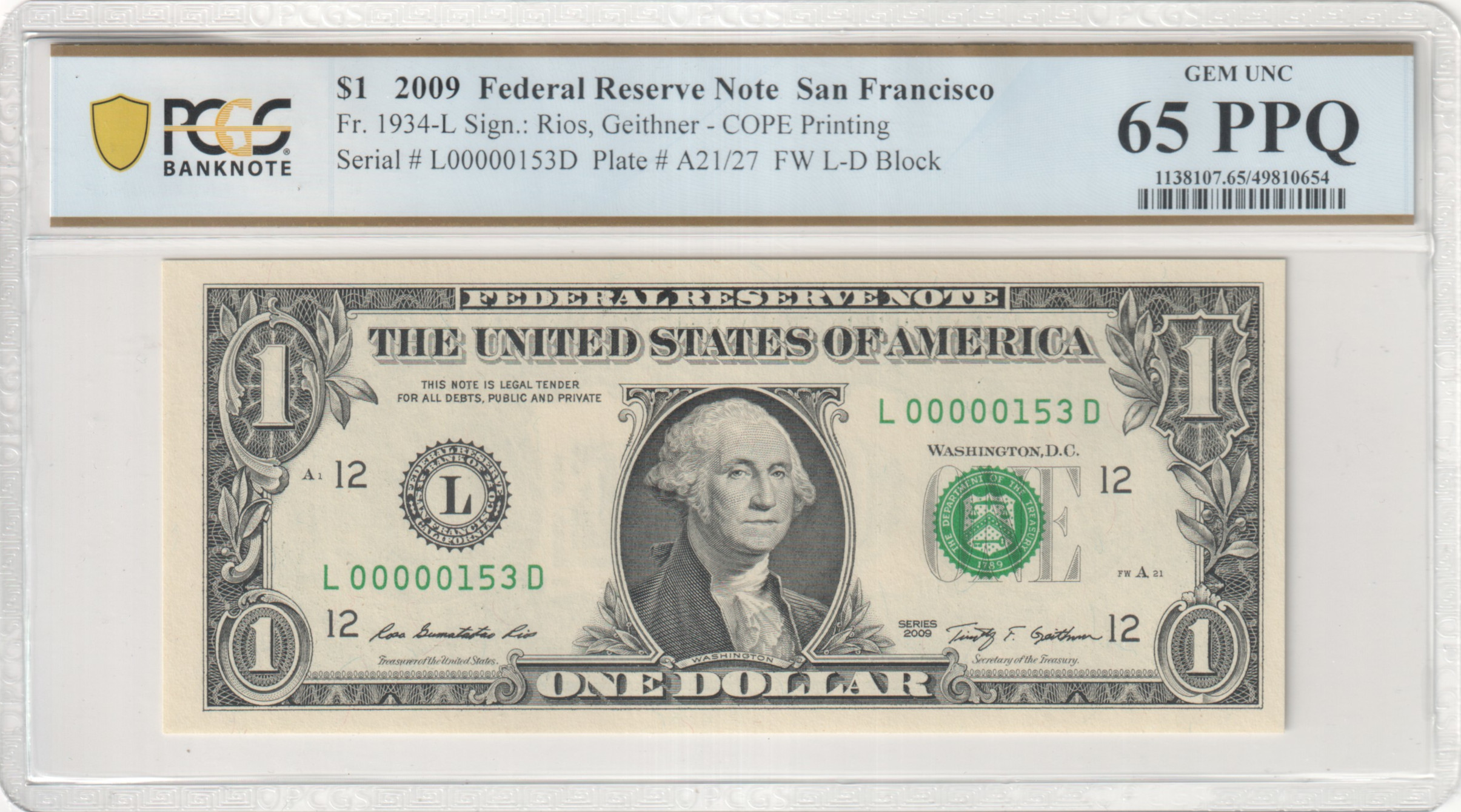 PCGS Certificate Verification Banknote Details for Cert #49810654