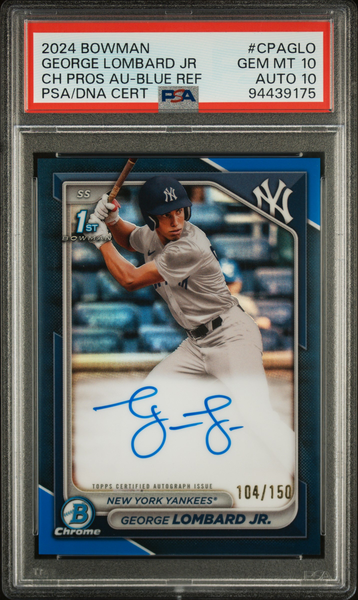 2024 GEORGE LOMBARD JR. BOWMAN CHROME PROSPECT AUTOGRAPHS CH PROS AU ...