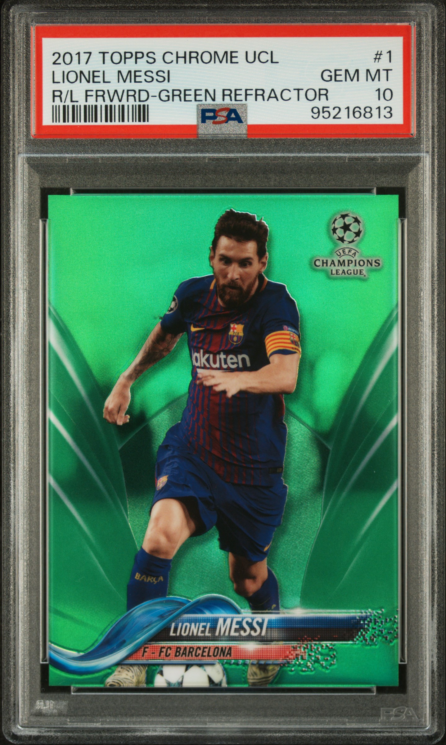 2017 LIONEL MESSI TOPPS CHROME UEFA CHAMPIONS LEAGUE R/L FRWRD-GREEN ...