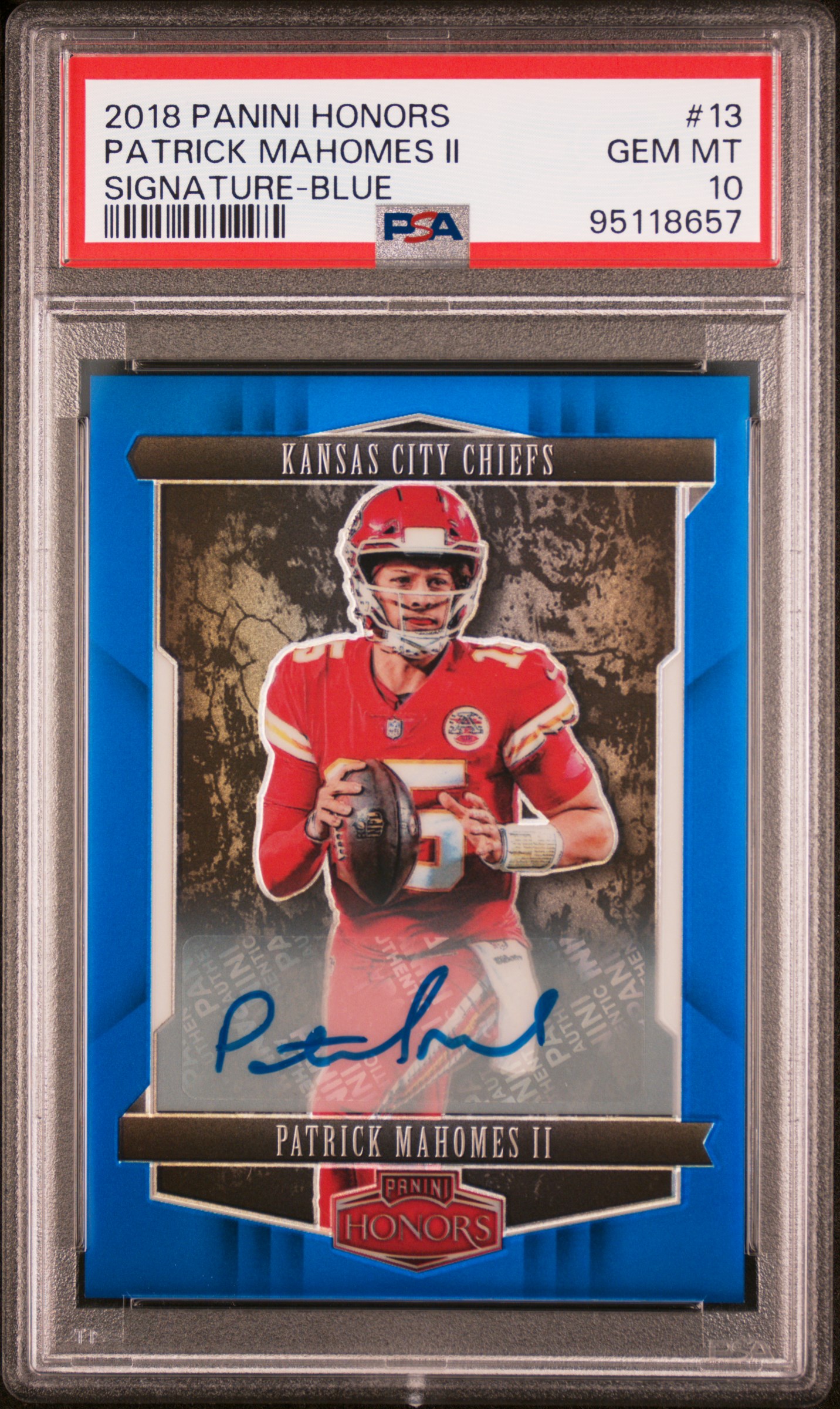 2018 PATRICK MAHOMES II PANINI HONORS SIGNATURE-BLUE /15 PSA 10 | Veriswap