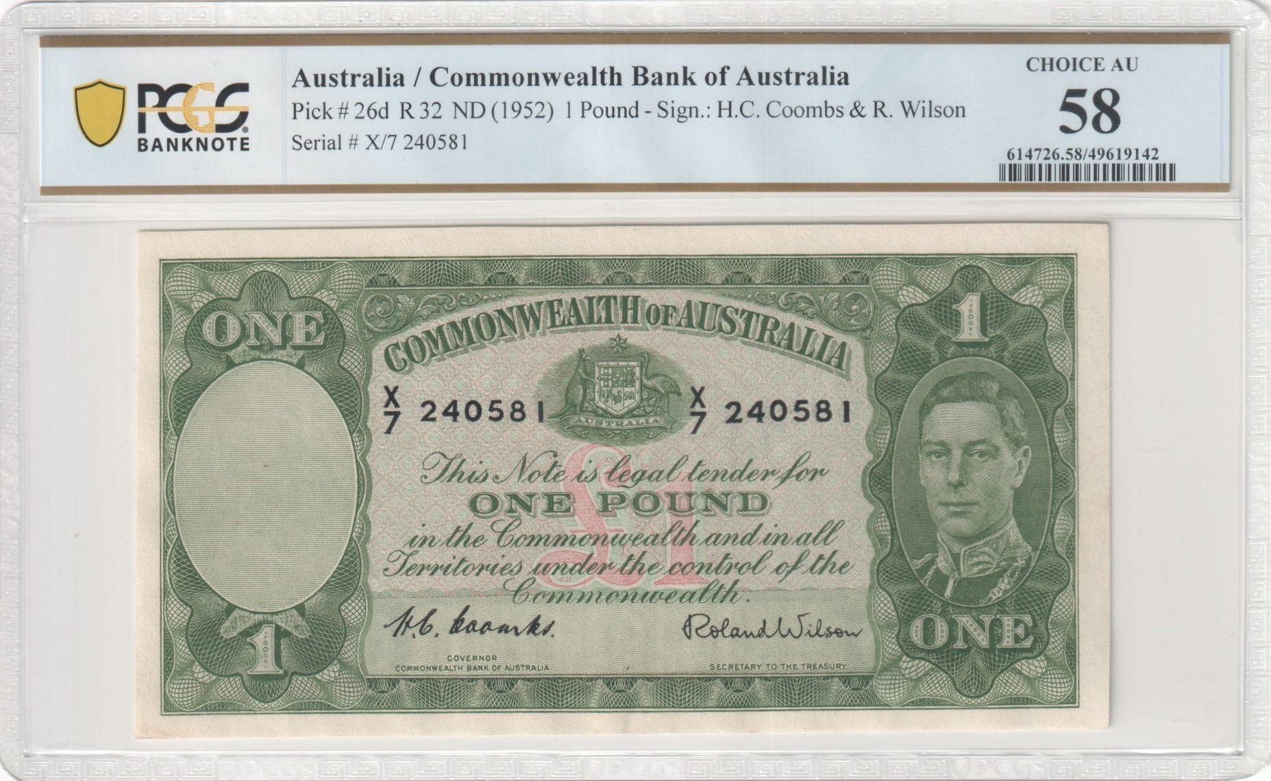 PCGS Certificate Verification Banknote Details for Cert #49619142