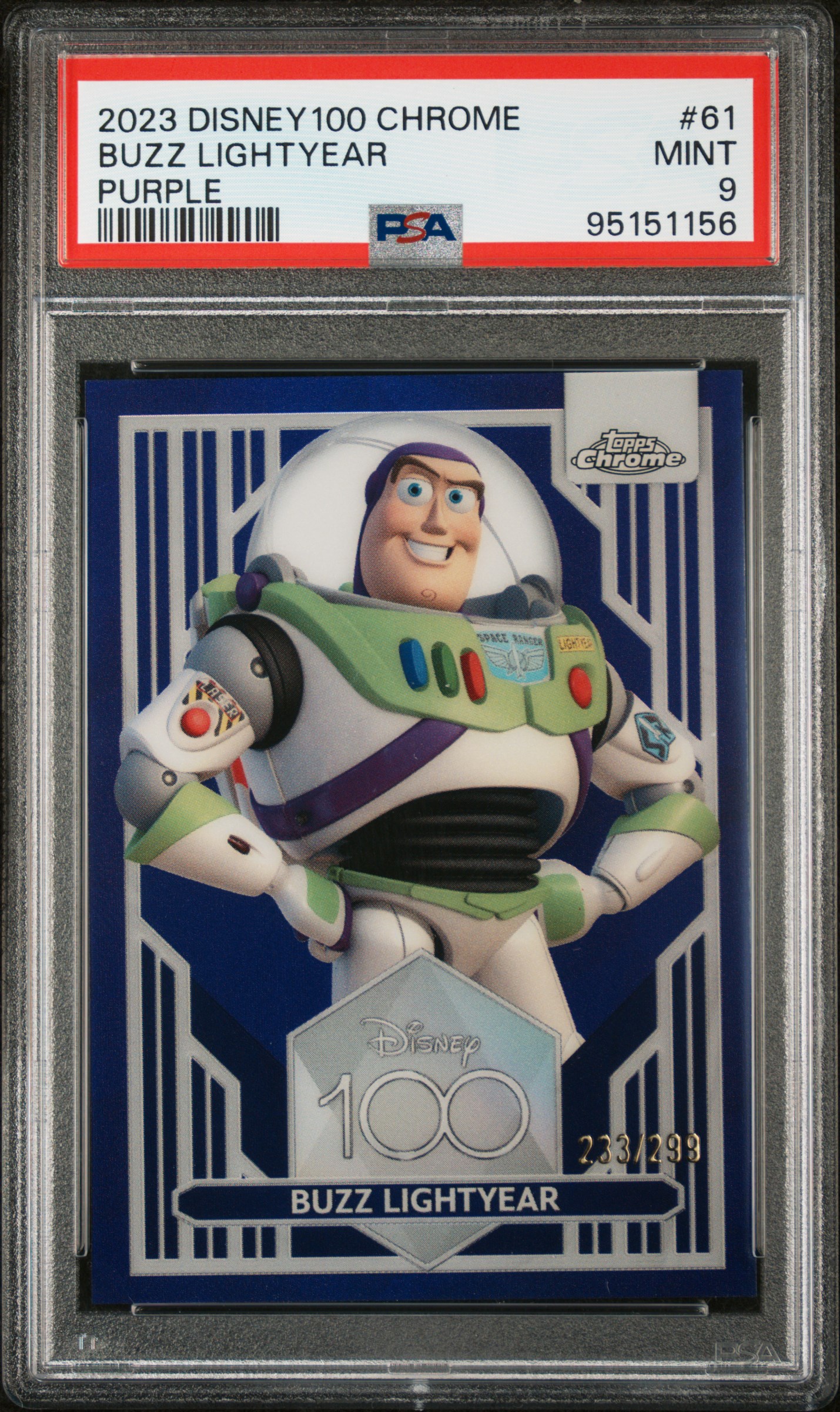 2023 BUZZ LIGHTYEAR TOPPS CHROME DISNEY100 PURPLE REFRACTOR /299 | Veriswap