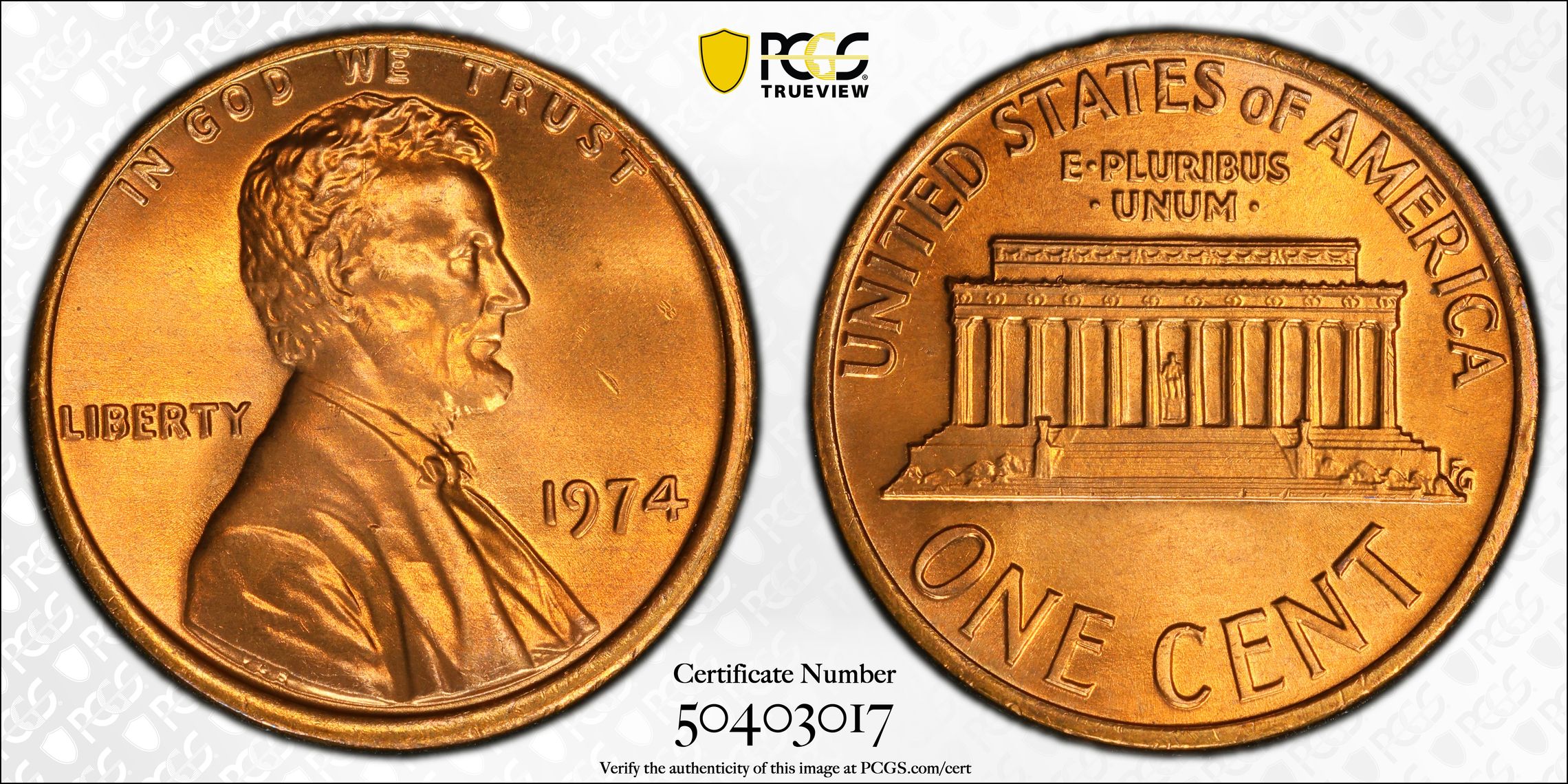 PCGS Certificate Verification Coin Details for Cert #50403017