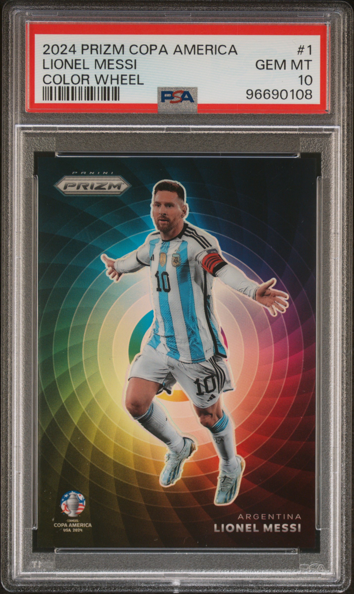 2024 LIONEL MESSI PANINI PRIZM CONMEBOL COPA AMERICA COLOR WHEEL PSA 10 ...