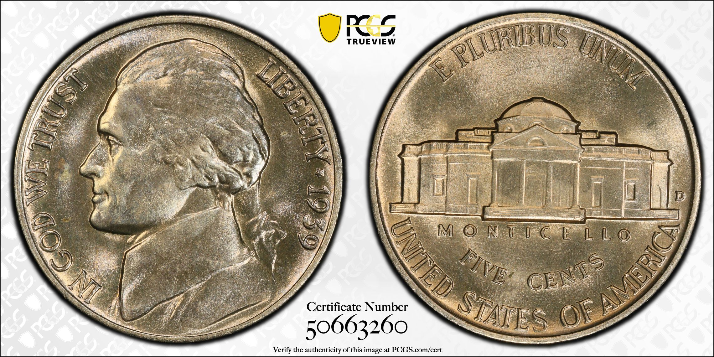 PCGS Certificate Verification Coin Details for Cert #50663260