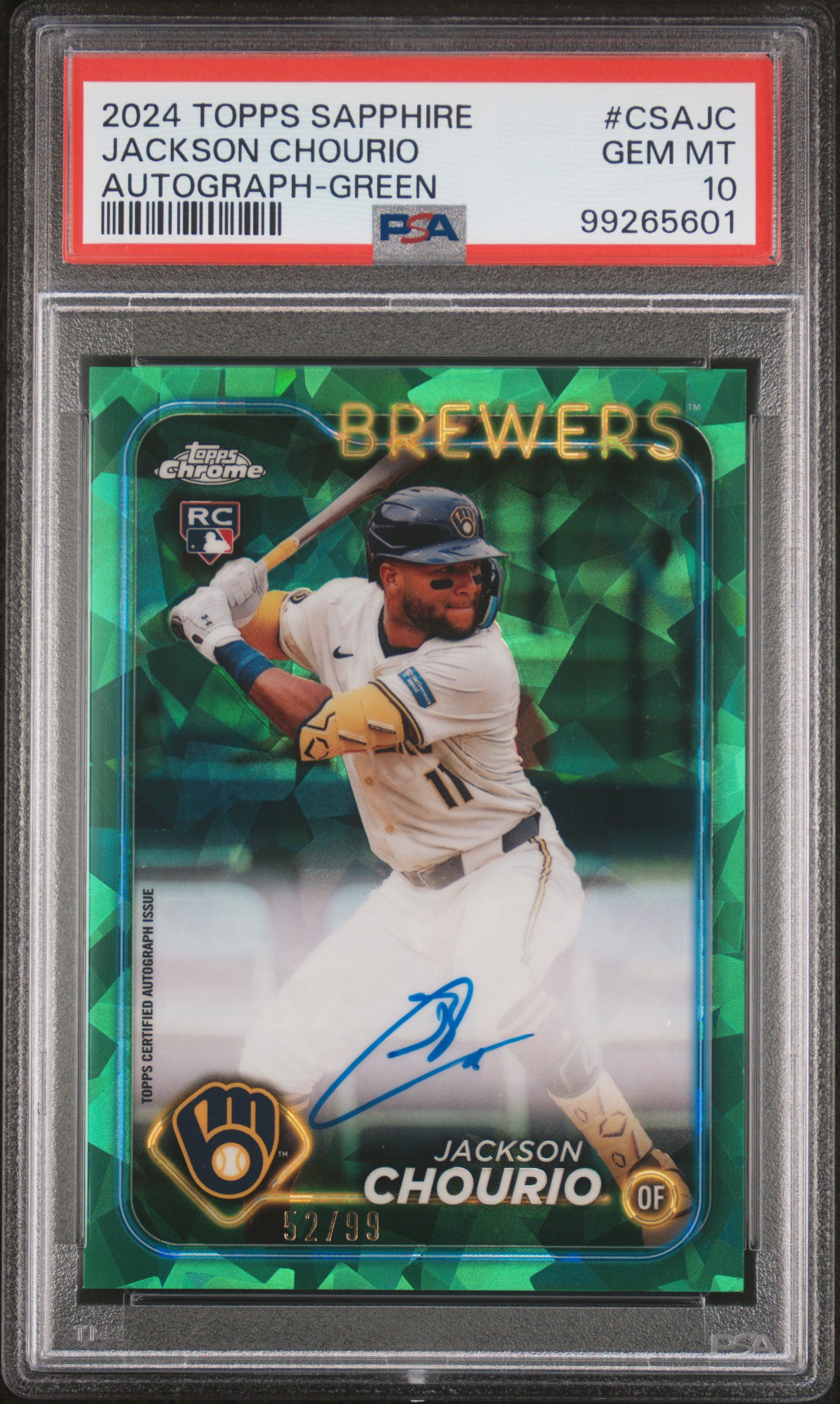 2024 JACKSON CHOURIO TOPPS CHROME SAPPHIRE CHROME SAPPHIRE AUTOGRAPHS ...
