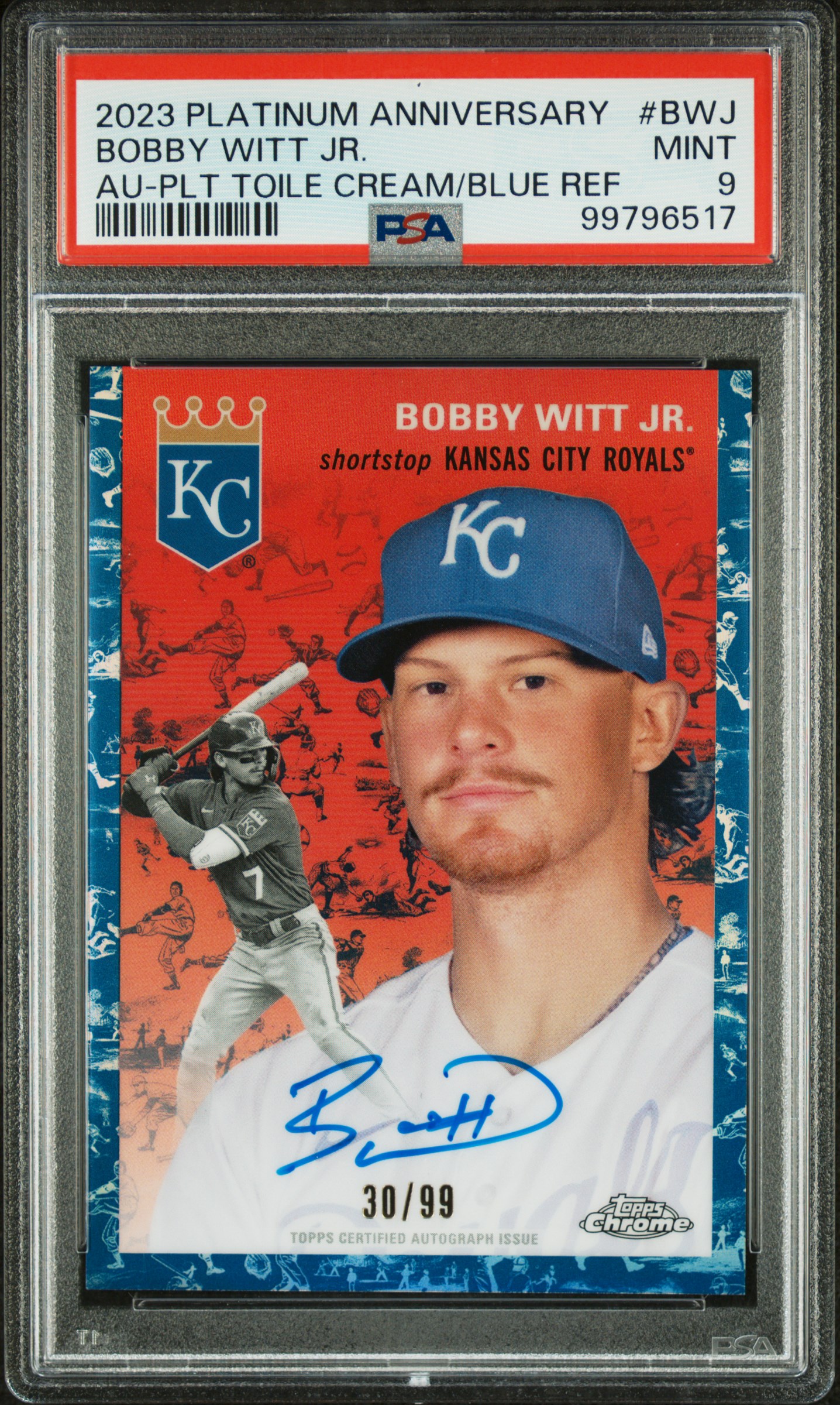 2023 BOBBY WITT JR. TOPPS CHROME PLATINUM ANNIVERSARY AUTOGRAPHS AU-PLT ...