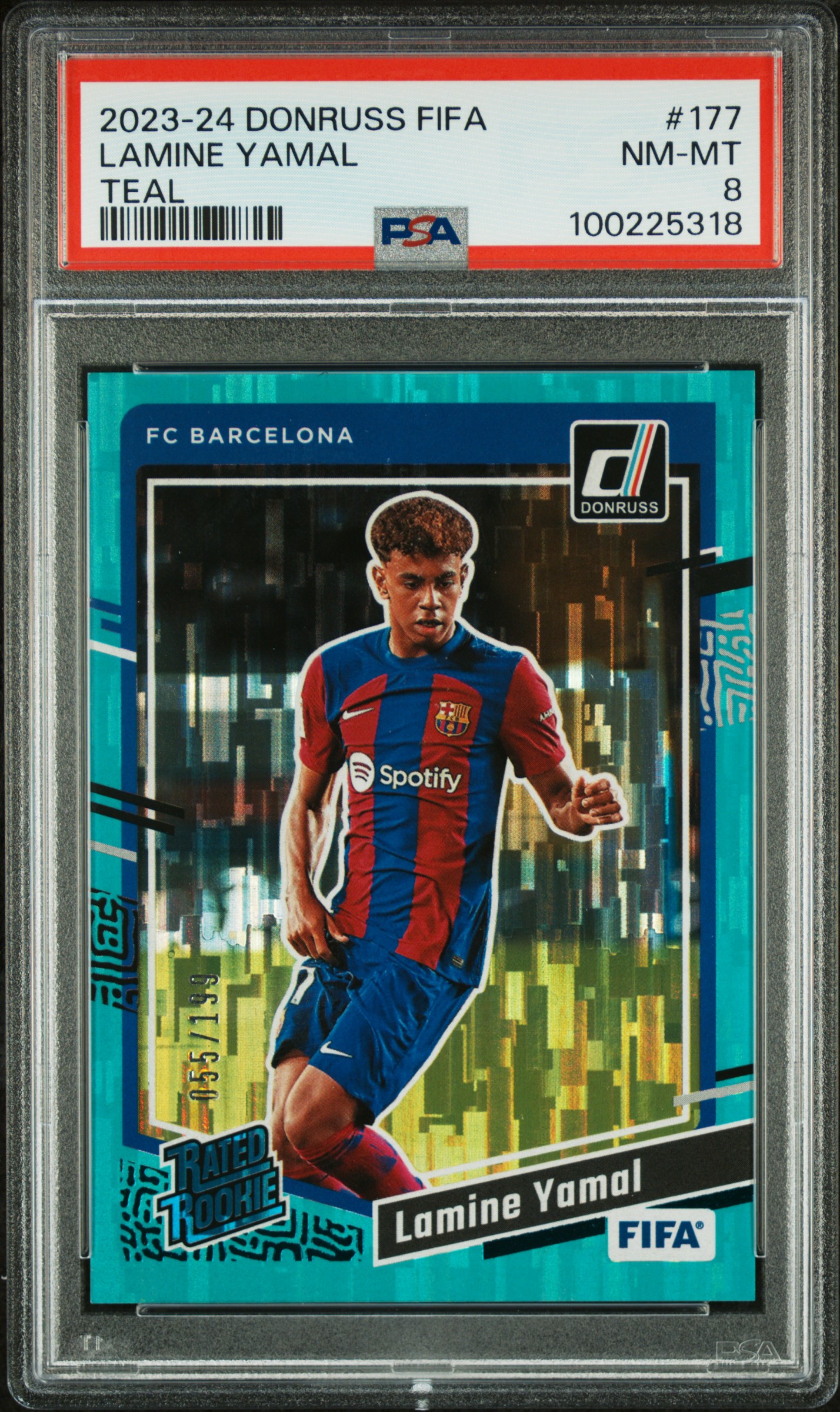 2023 LAMINE YAMAL PANINI DONRUSS FIFA TEAL //199 PSA 8 | Veriswap