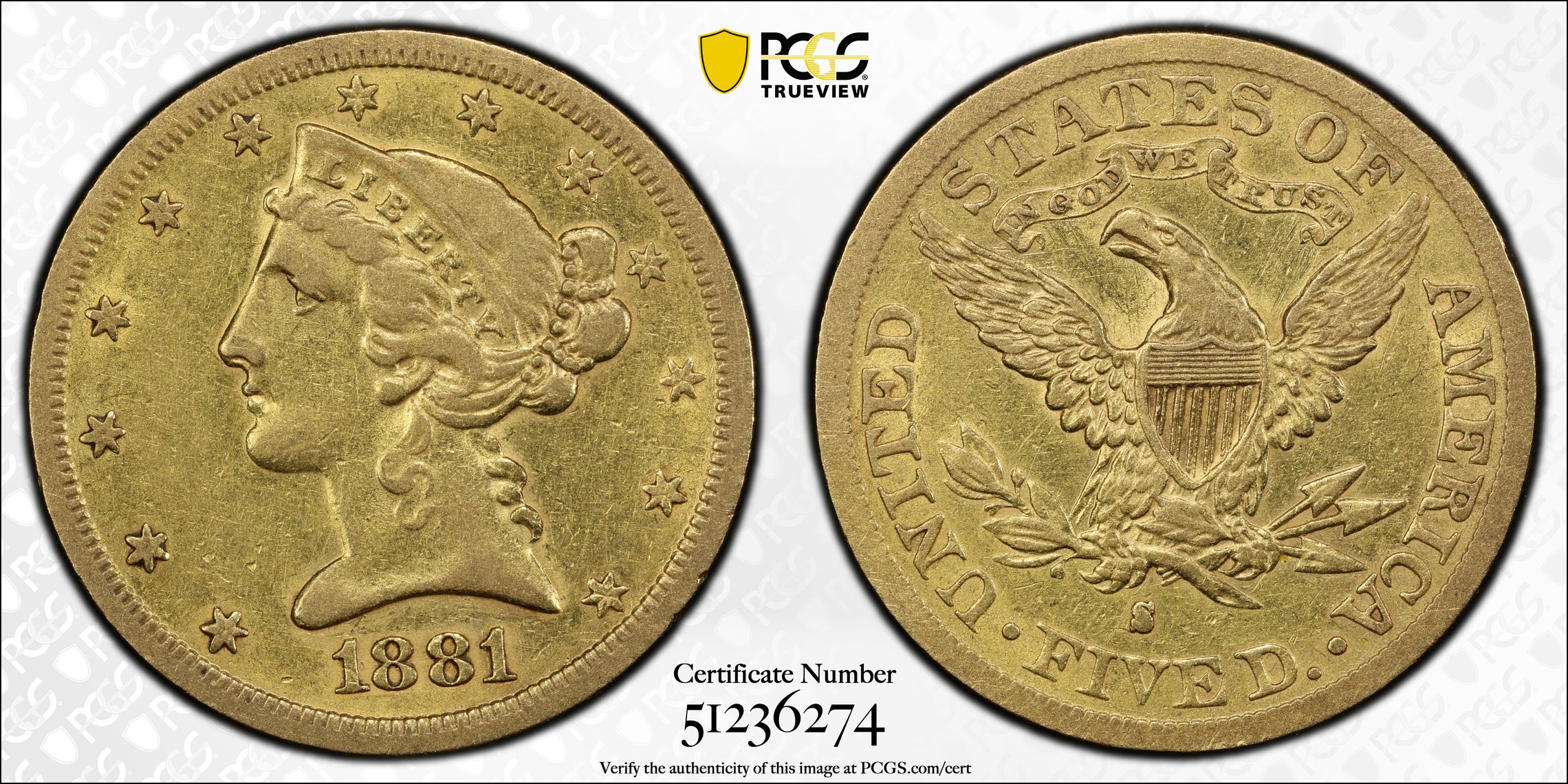 PCGS Certificate Verification Coin Details for Cert #51236274