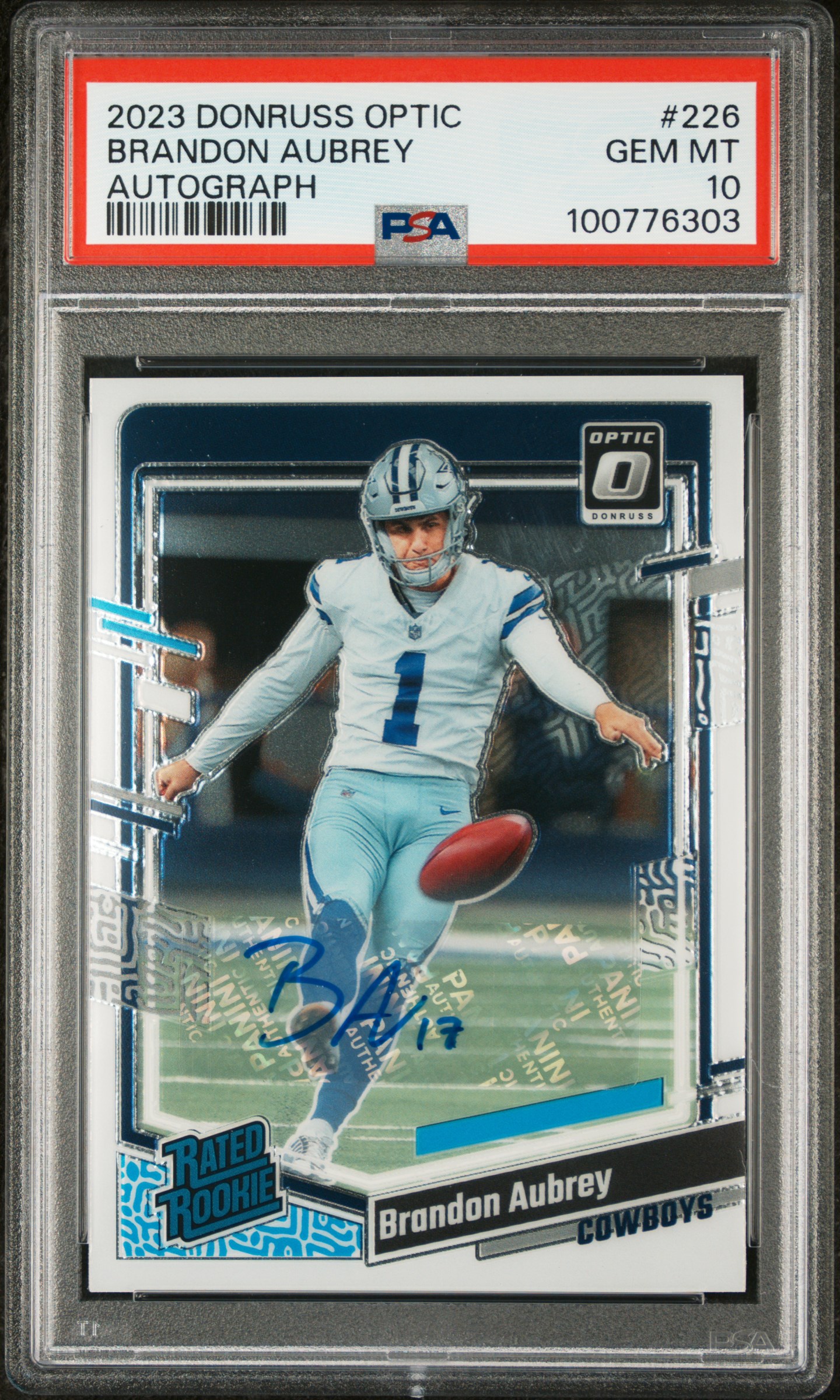 2023 BRANDON AUBREY PANINI DONRUSS OPTIC AUTOGRAPH PSA 10 | Veriswap