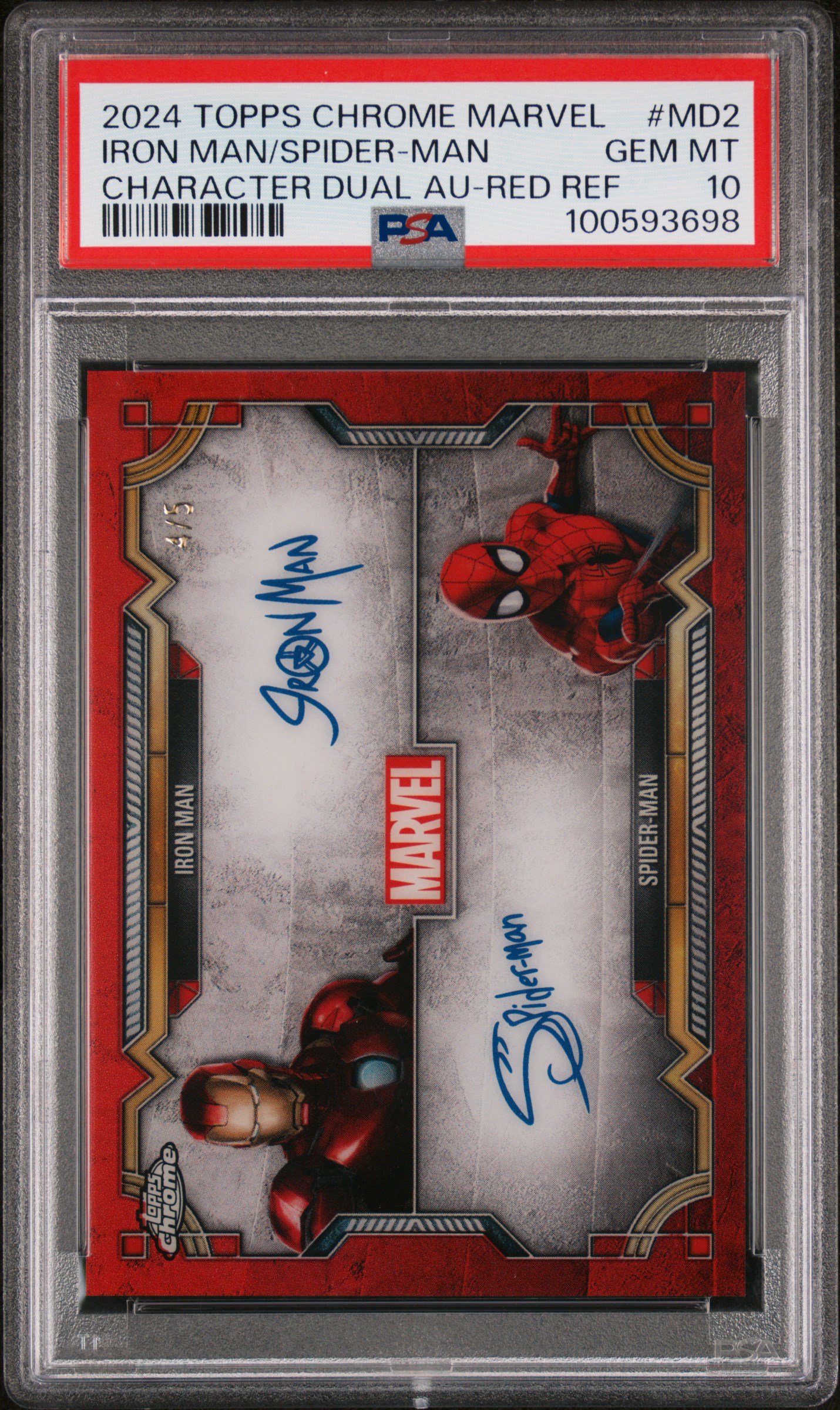 2024 IRON MAN/SPIDER-MAN TOPPS CHROME MARVEL MARVEL CHARACTER DUAL ...
