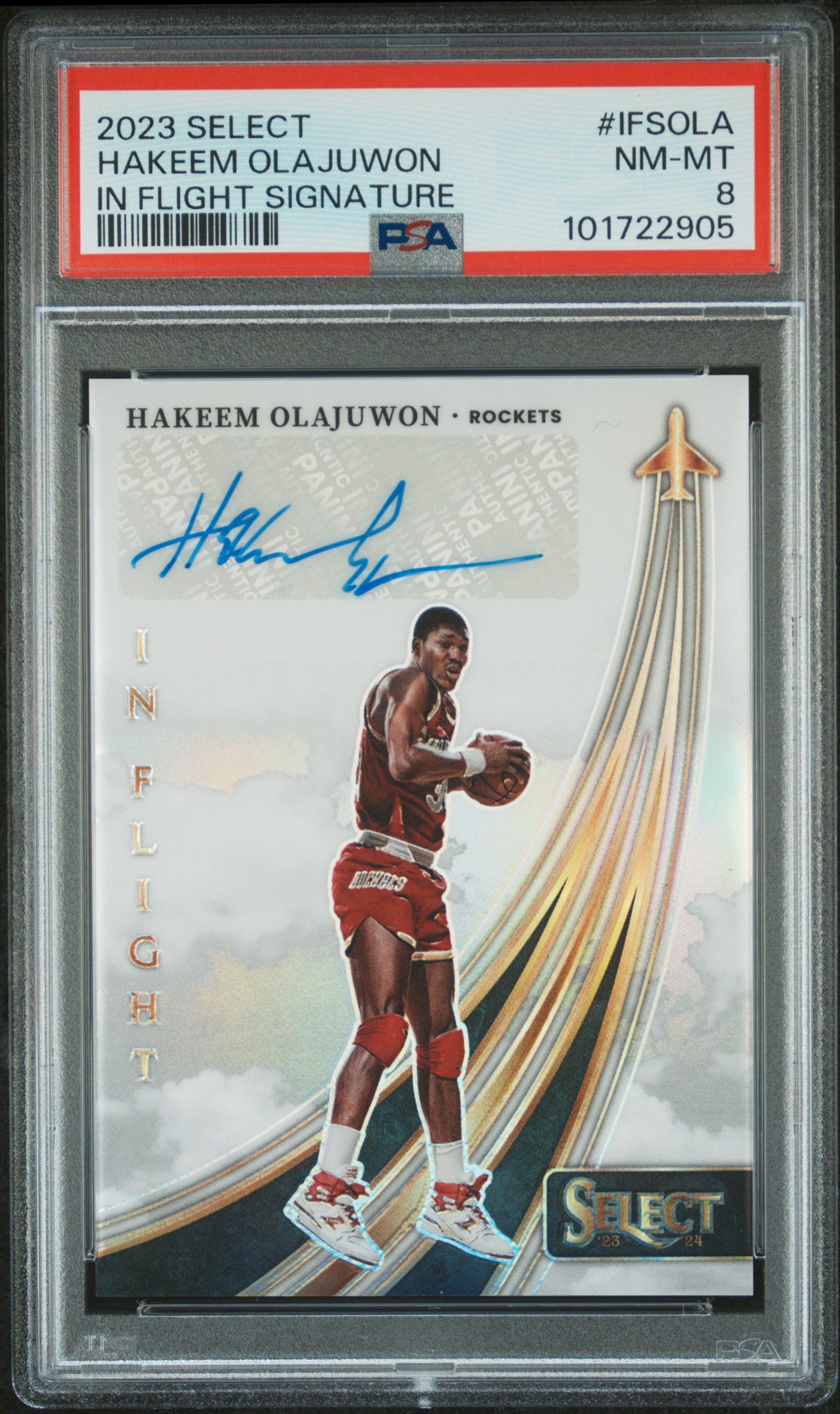 2023 HAKEEM OLAJUWON PANINI SELECT IN FLIGHT SIGNATURES IN FLIGHT ...