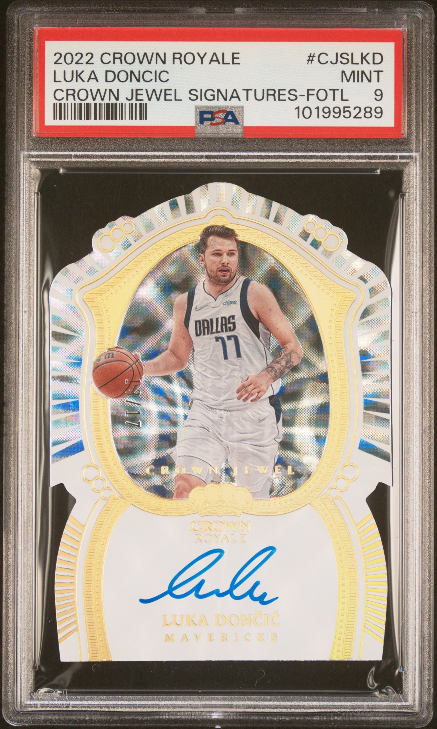 2022 LUKA DONCIC PANINI CROWN ROYALE CROWN JEWEL SIGNATURES CROWN JEWEL ...