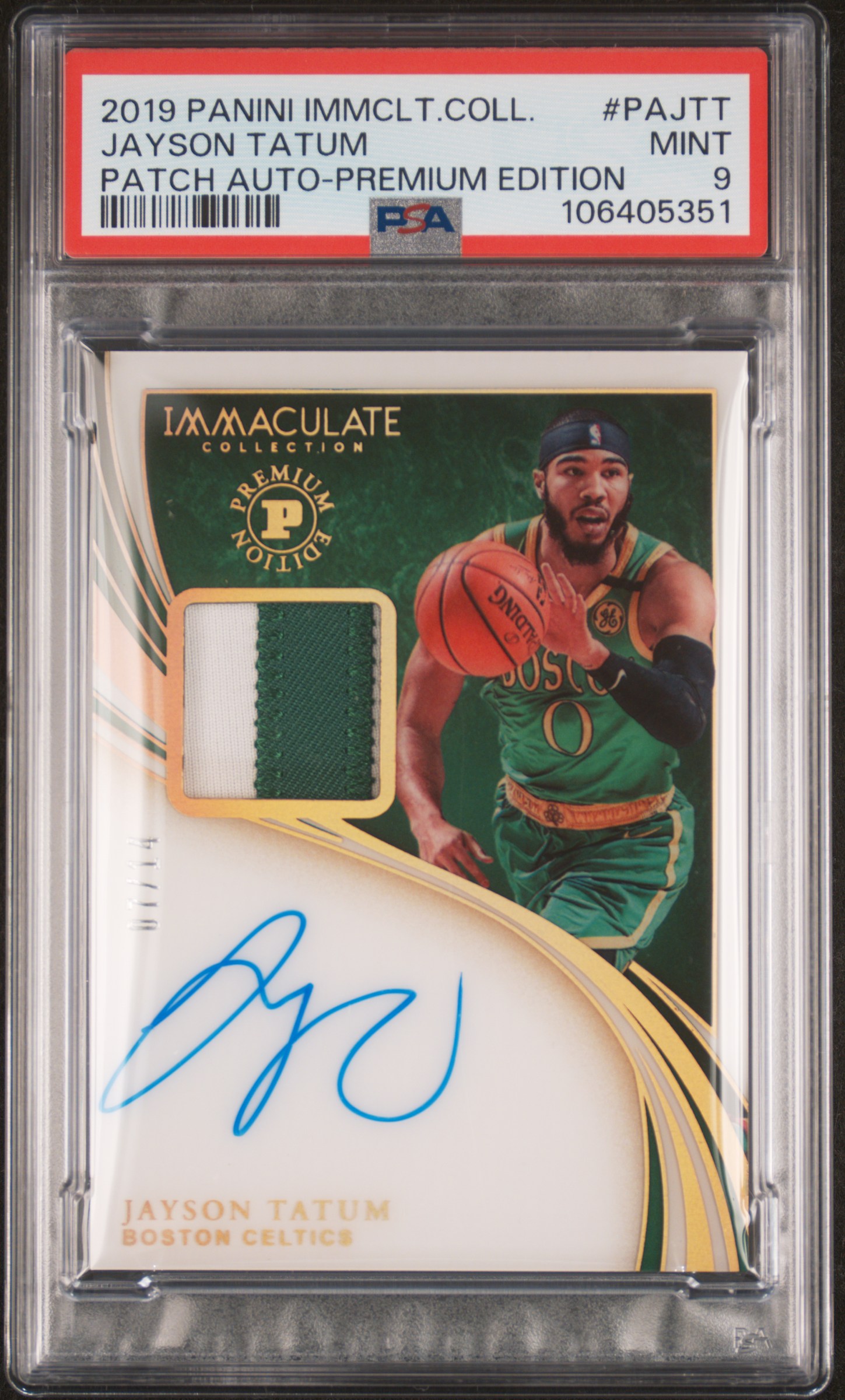 2019 JAYSON TATUM PANINI IMMACULATE COLLECTION PATCH AUTOGRAPHS PATCH ...