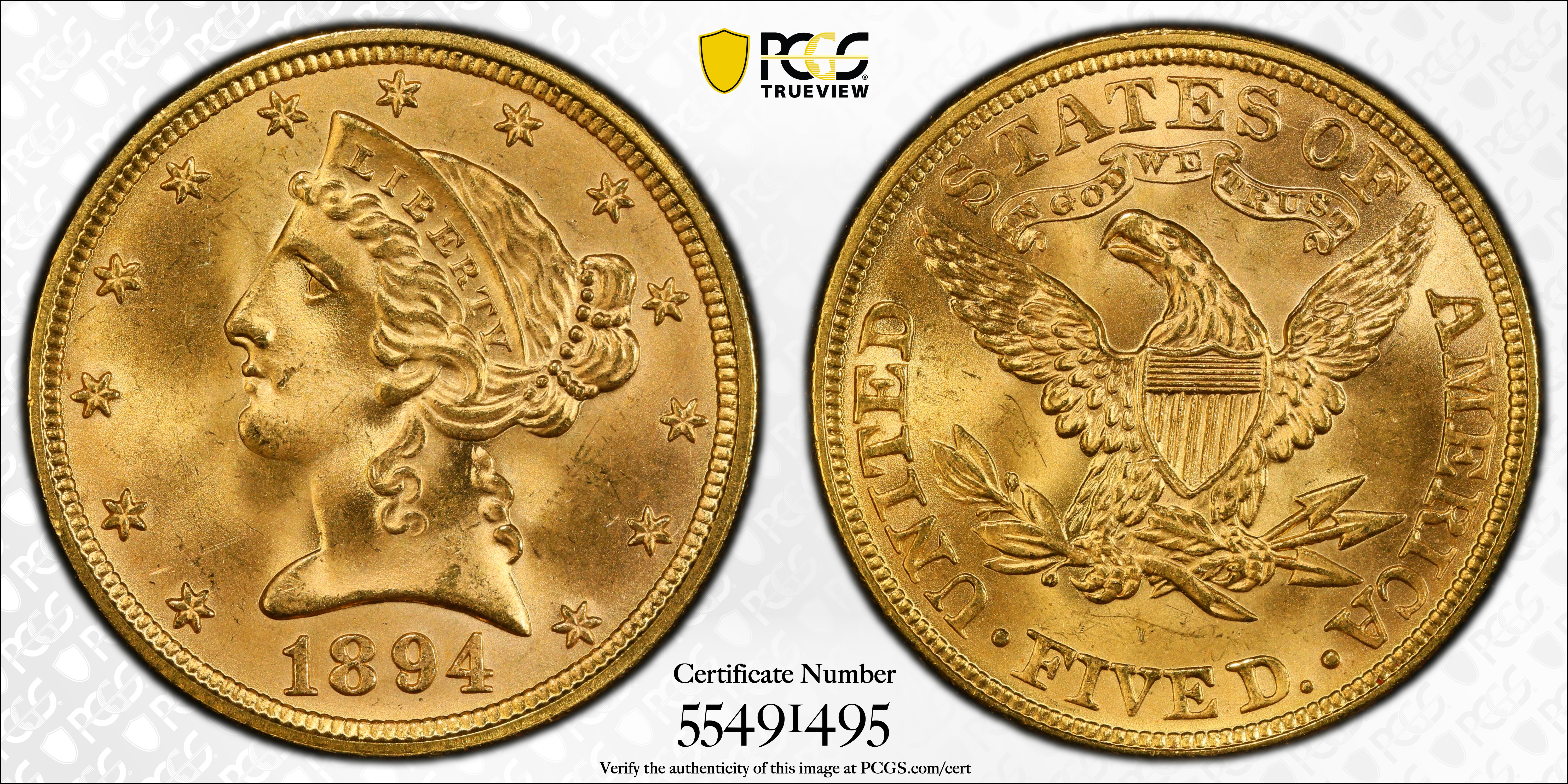 PCGS Certificate Verification Coin Details for Cert #55491495