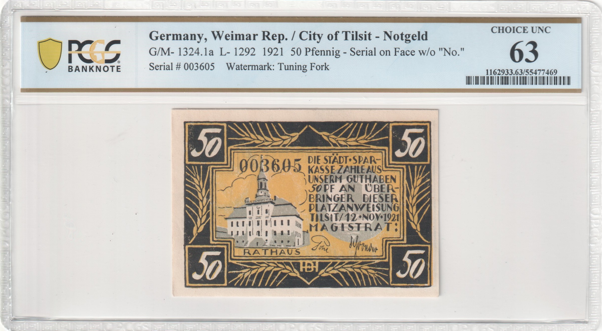 PCGS Certificate Verification Banknote Details for Cert #55477469