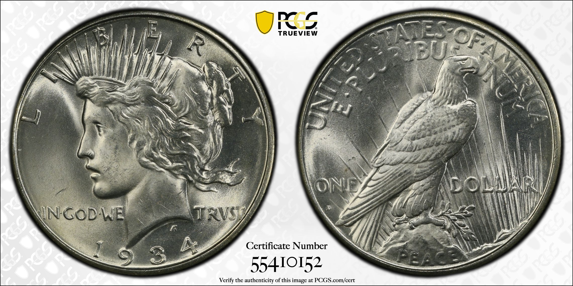 PCGS Certificate Verification Coin Details for Cert #55410152