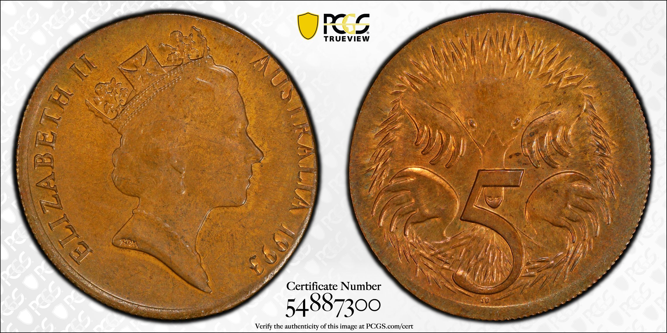 PCGS Certificate Verification Coin Details for Cert #54887300