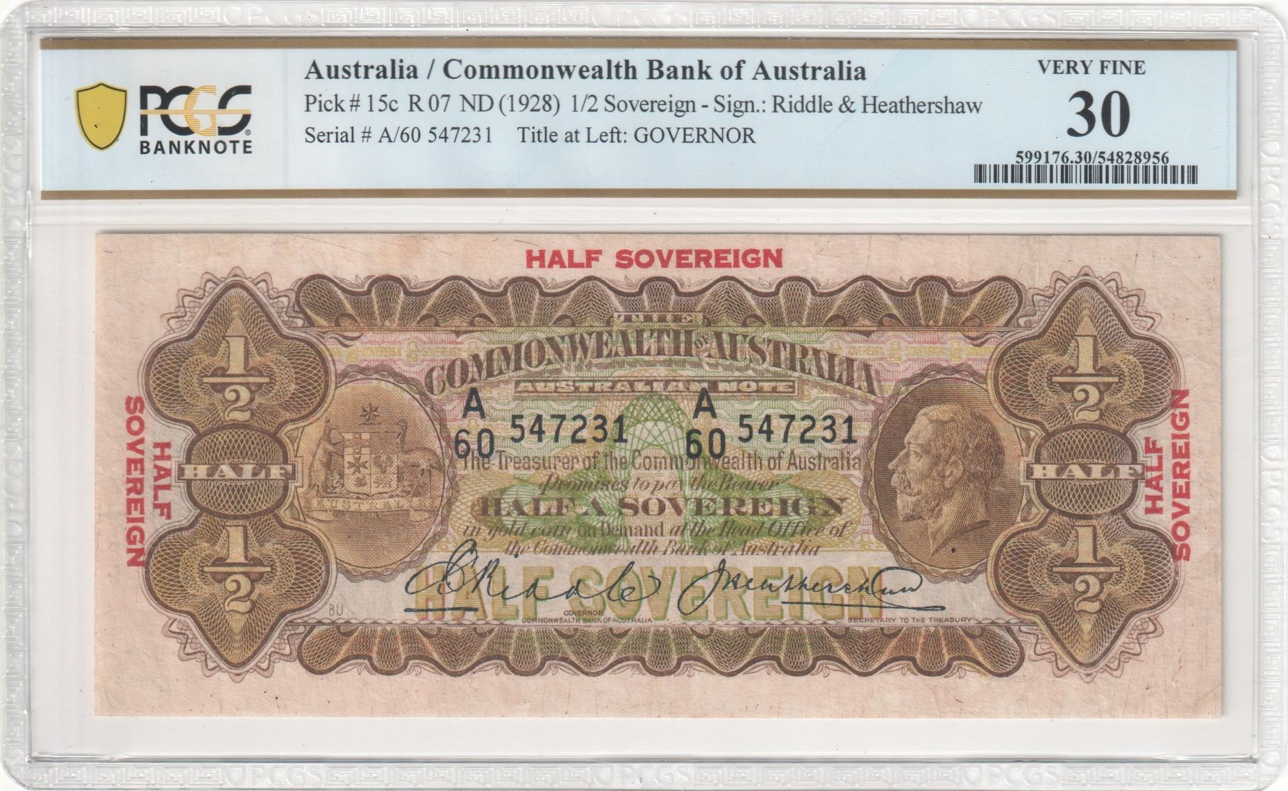 PCGS Certificate Verification Banknote Details for Cert #54828956
