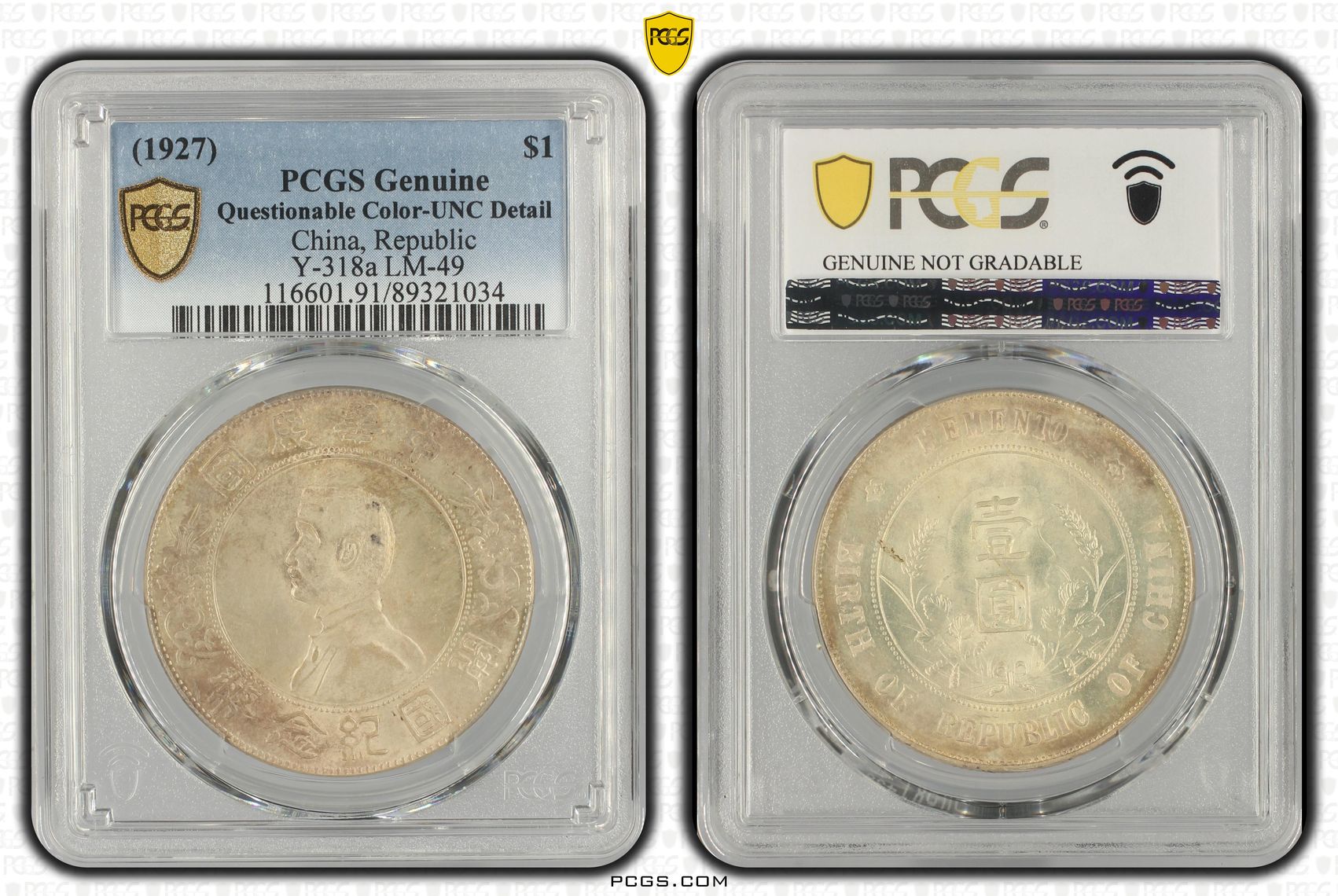 PCGS Certificate Verification Coin Details for Cert #89321034