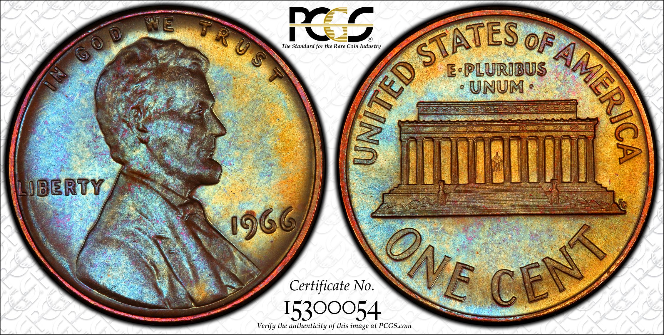 PCGS Certificate Verification Coin Details for Cert #15300054