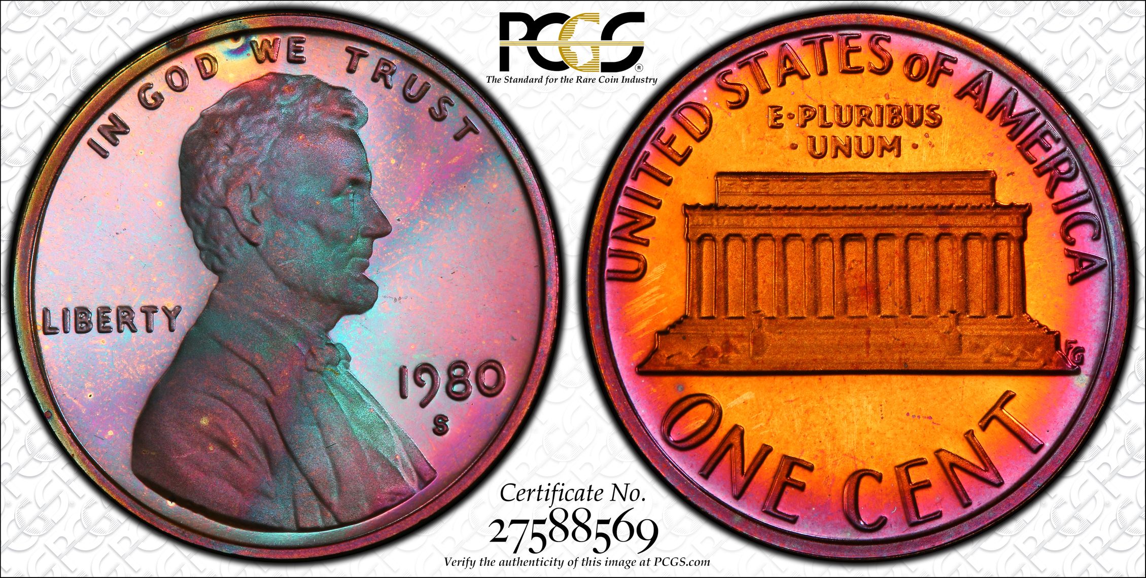 PCGS Certificate Verification Coin Details for Cert #27588569