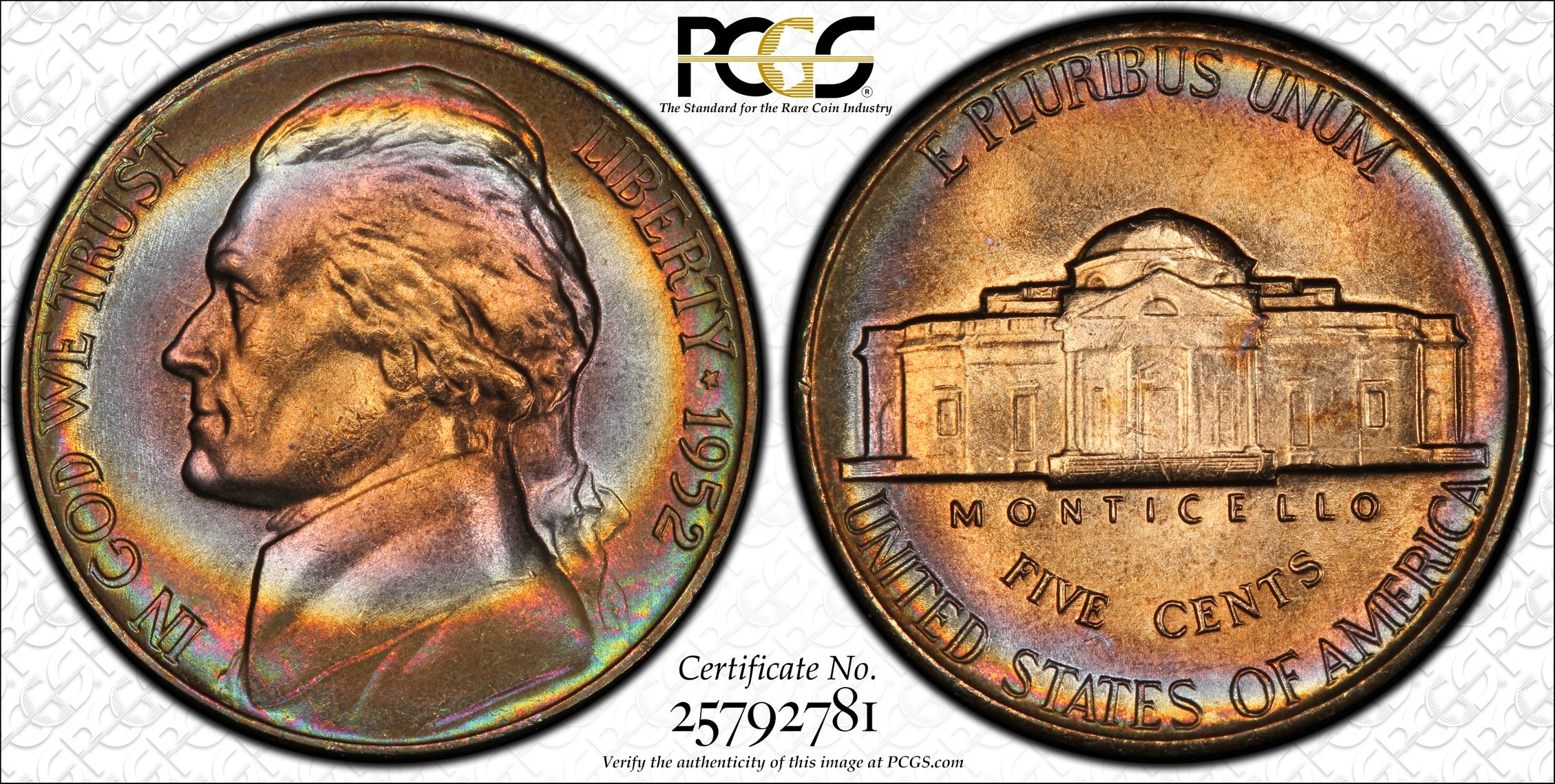 PCGS Certificate Verification Coin Details for Cert #25792781