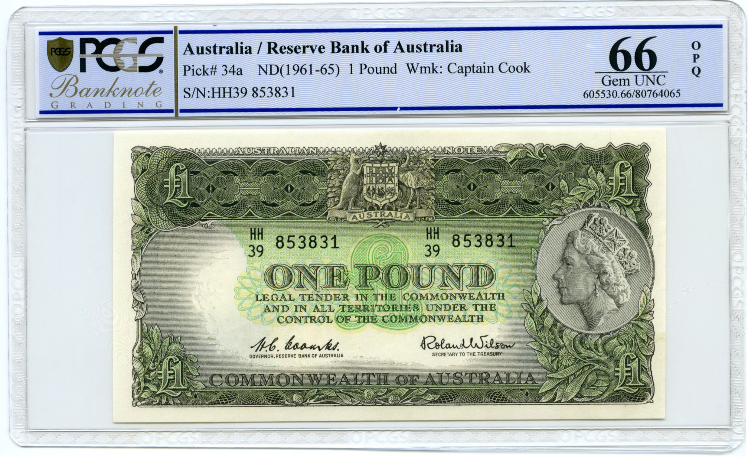 Pick # 34a ND (1961) 1 Pound Commonwealth of Australia, Reserve Bank ...