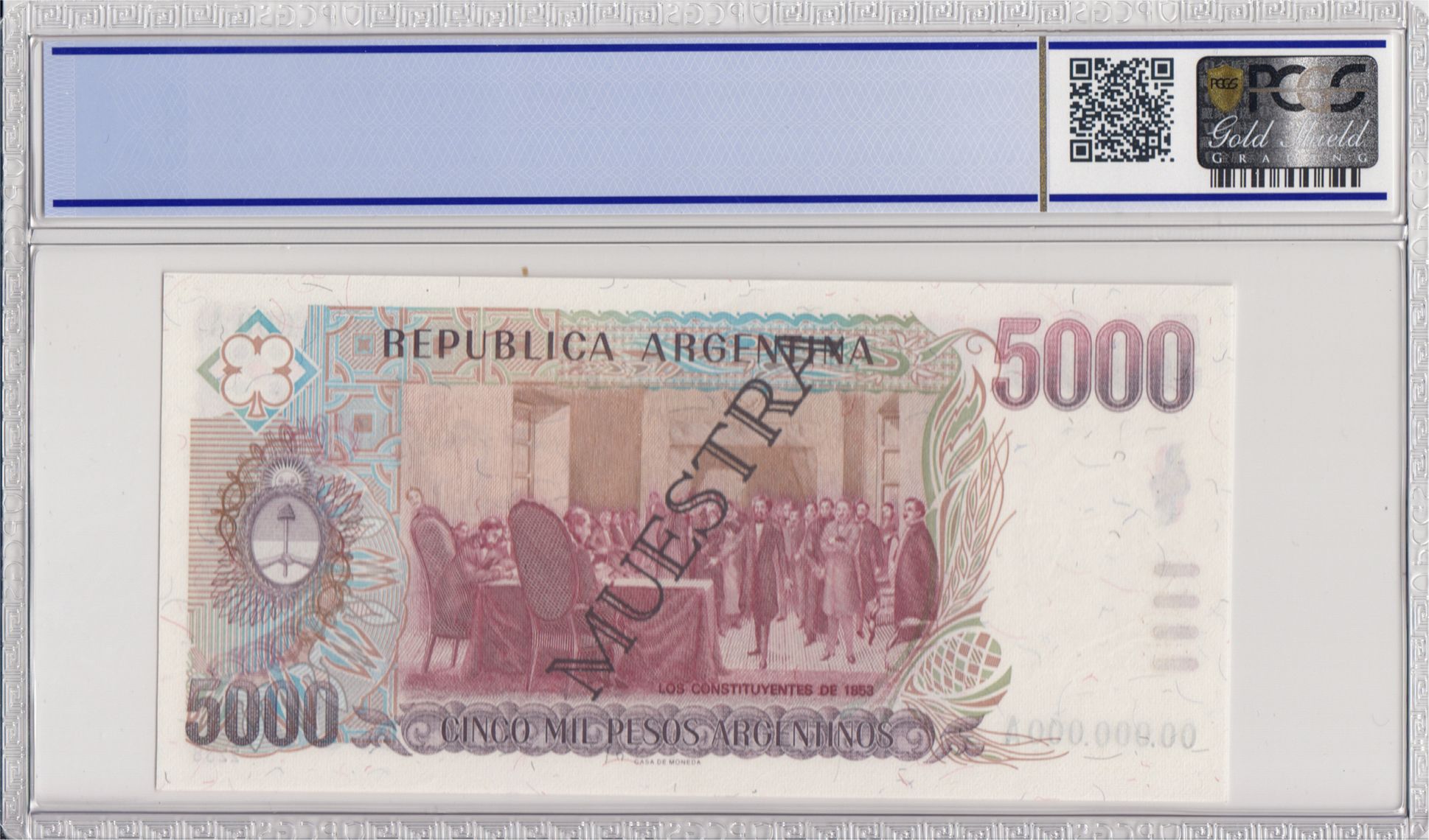 Pick # 318s ND (1984-85) 5000 Pesos Argentinos SPECIMEN 67 Banco ...