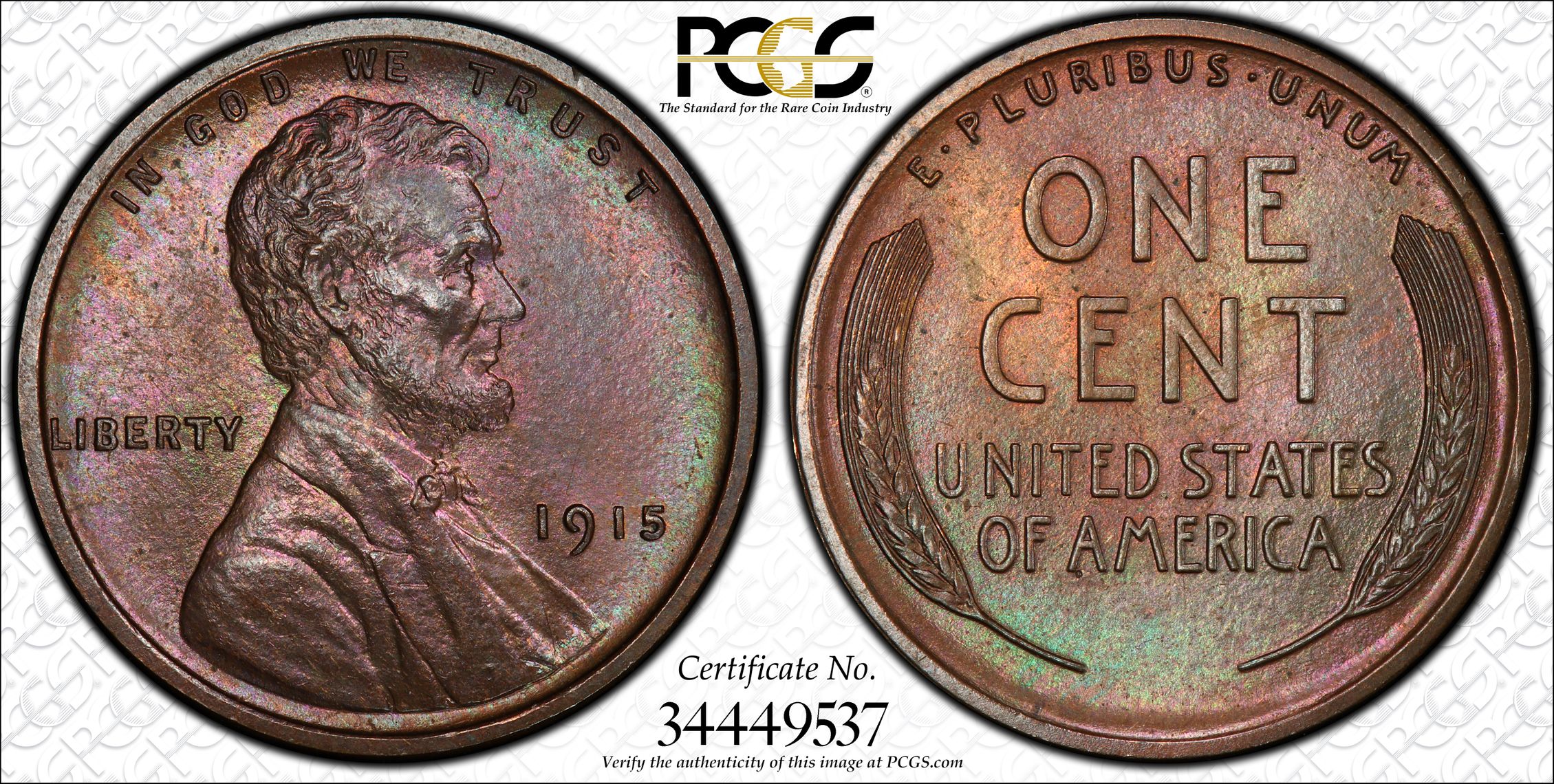 PCGS Certificate Verification Coin Details for Cert #34449537