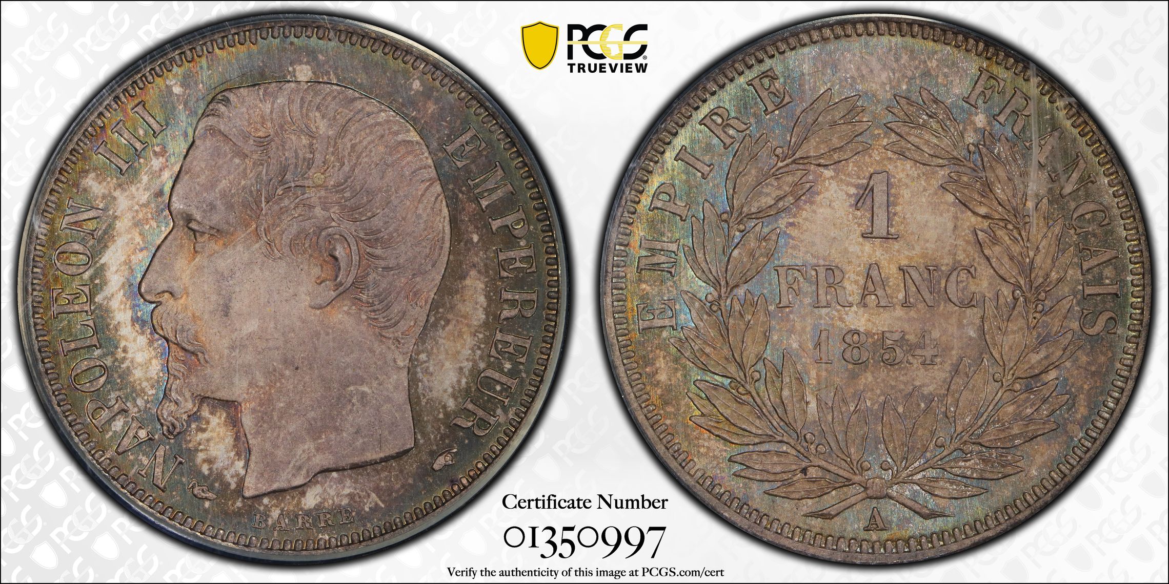 PCGS Certificate Verification Coin Details for Cert #01350997