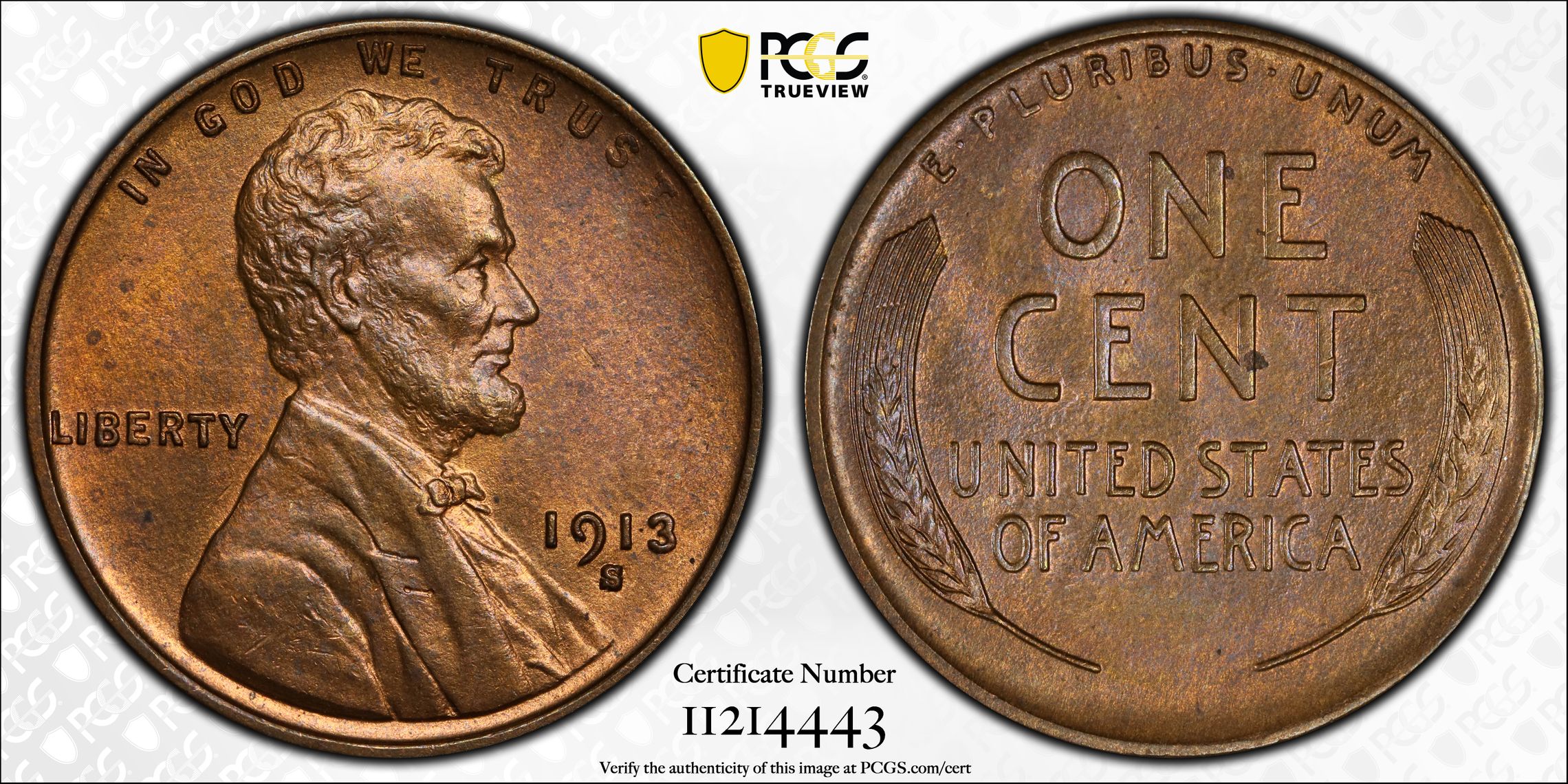 PCGS Certificate Verification Coin Details for Cert #11214443