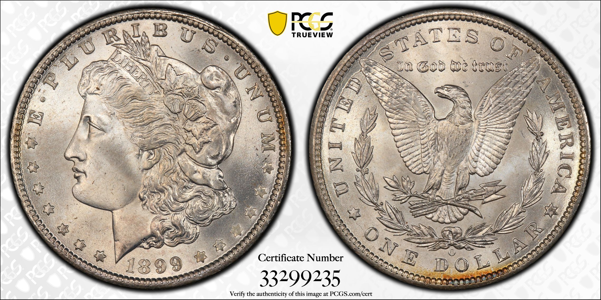 PCGS Certificate Verification Coin Details for Cert #33299235