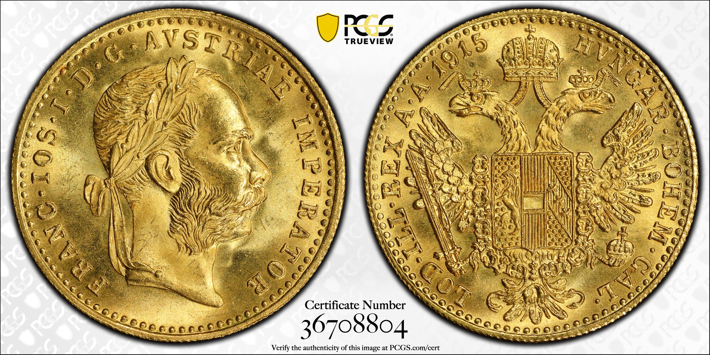 PCGS Certificate Verification Coin Details for Cert #36708804