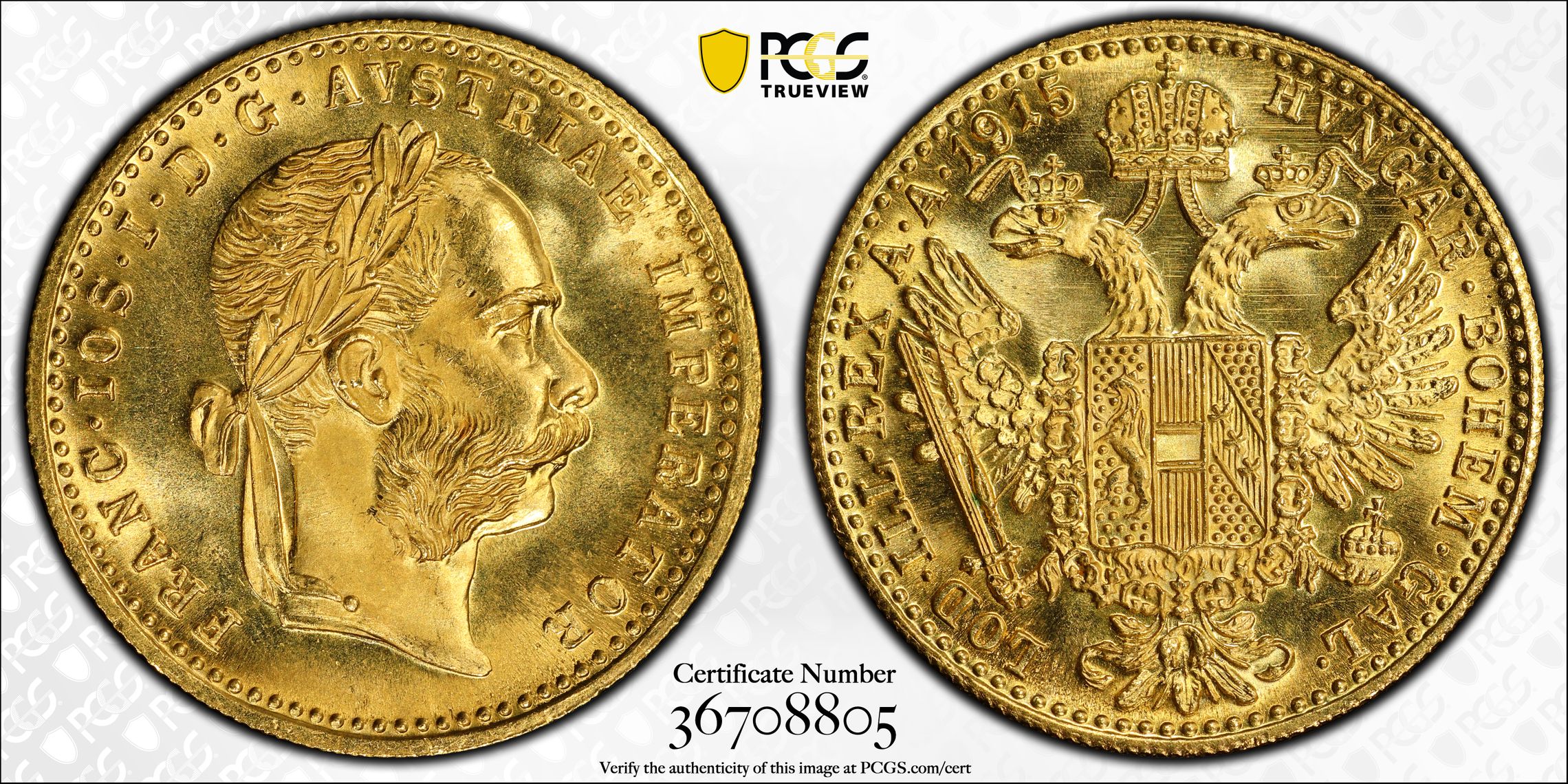 PCGS Certificate Verification Coin Details for Cert #36708805