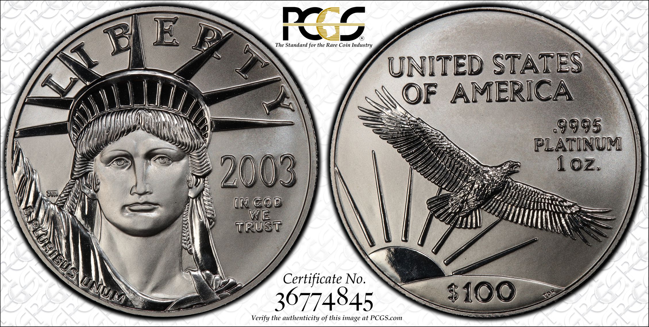 PCGS Certificate Verification Coin Details for Cert #36774845