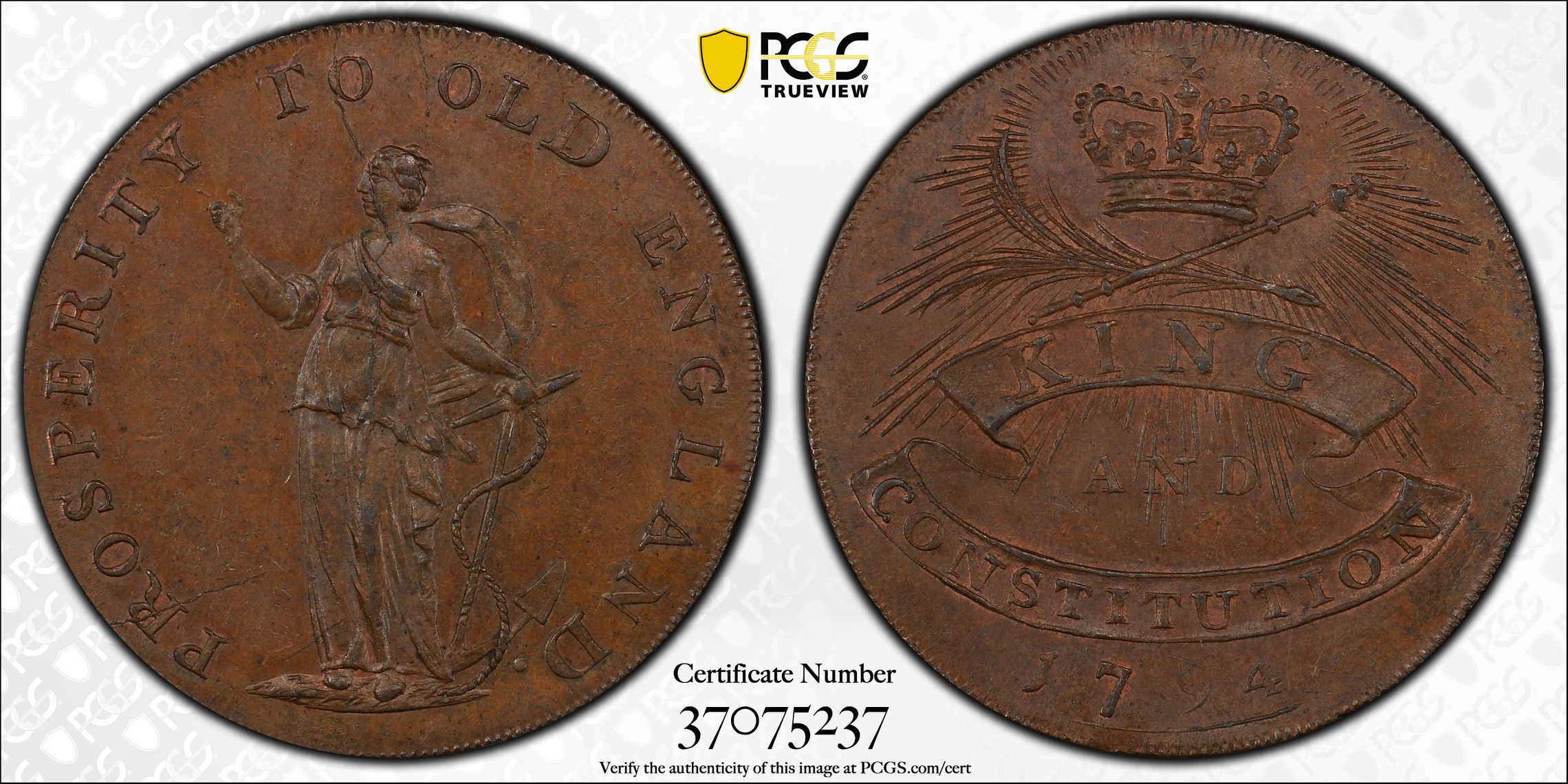 PCGS Certificate Verification Coin Details for Cert #37075237