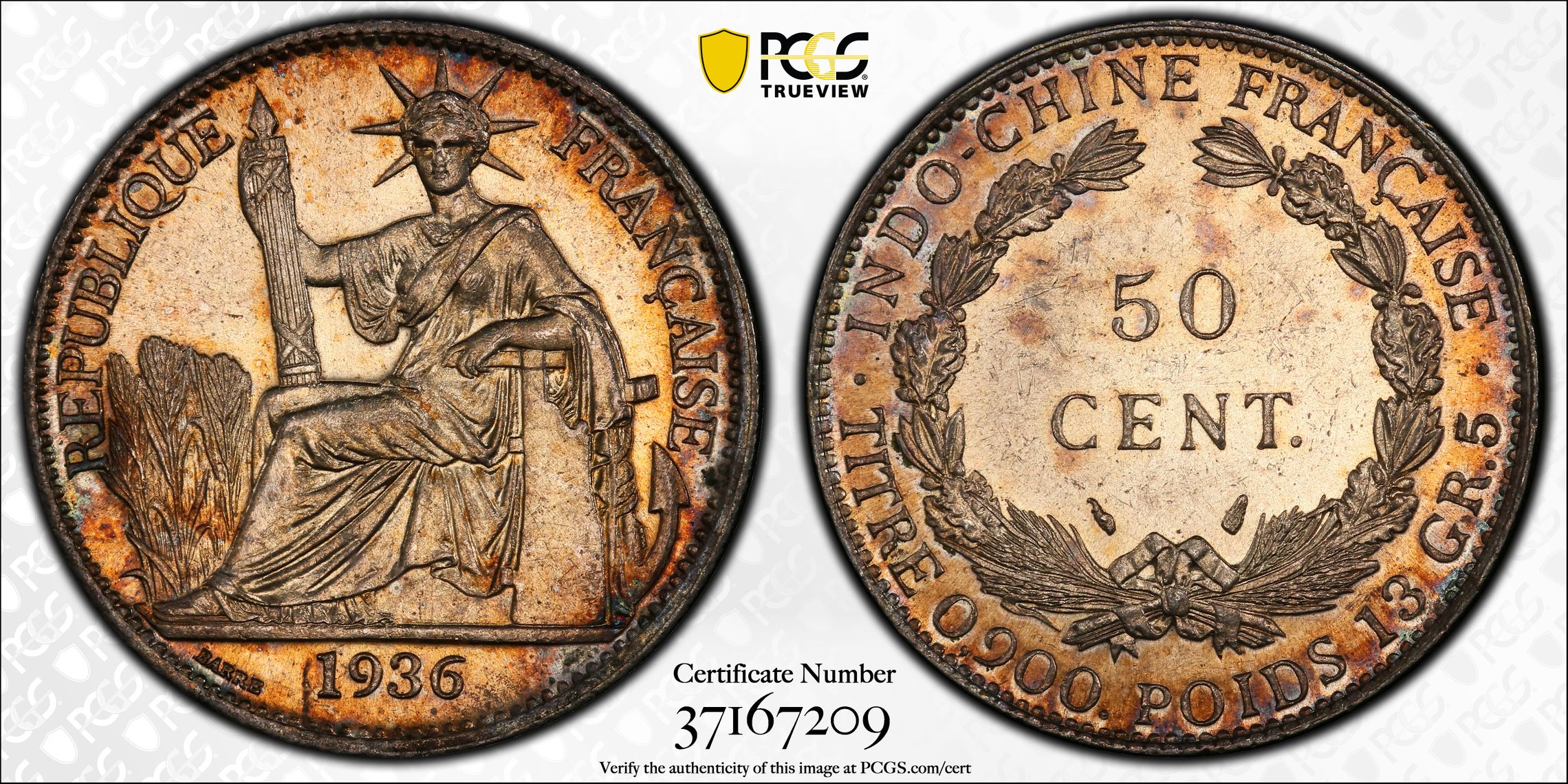 PCGS Certificate Verification Coin Details for Cert #37167209