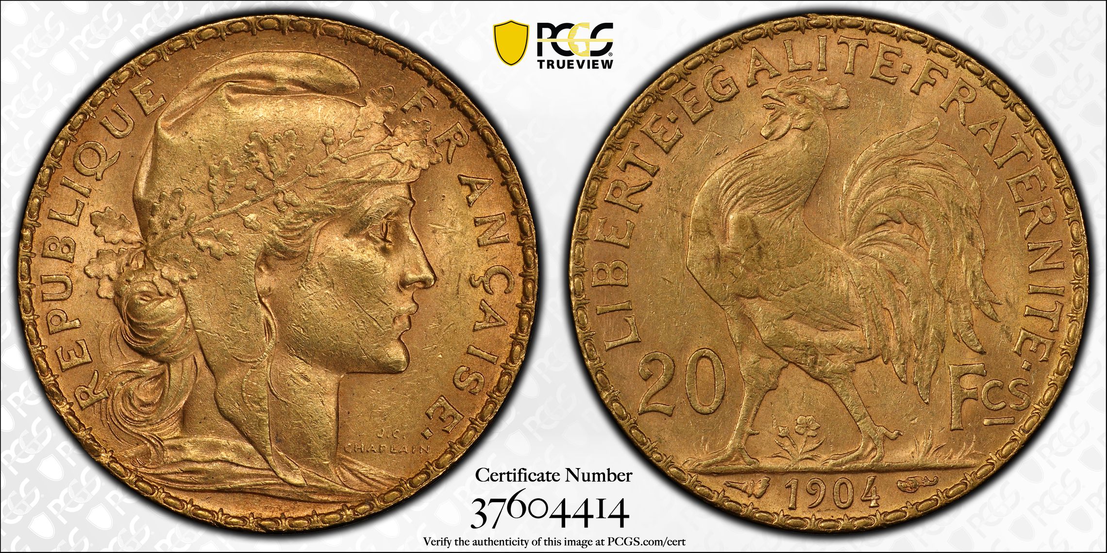 PCGS Certificate Verification Coin Details for Cert #37604414