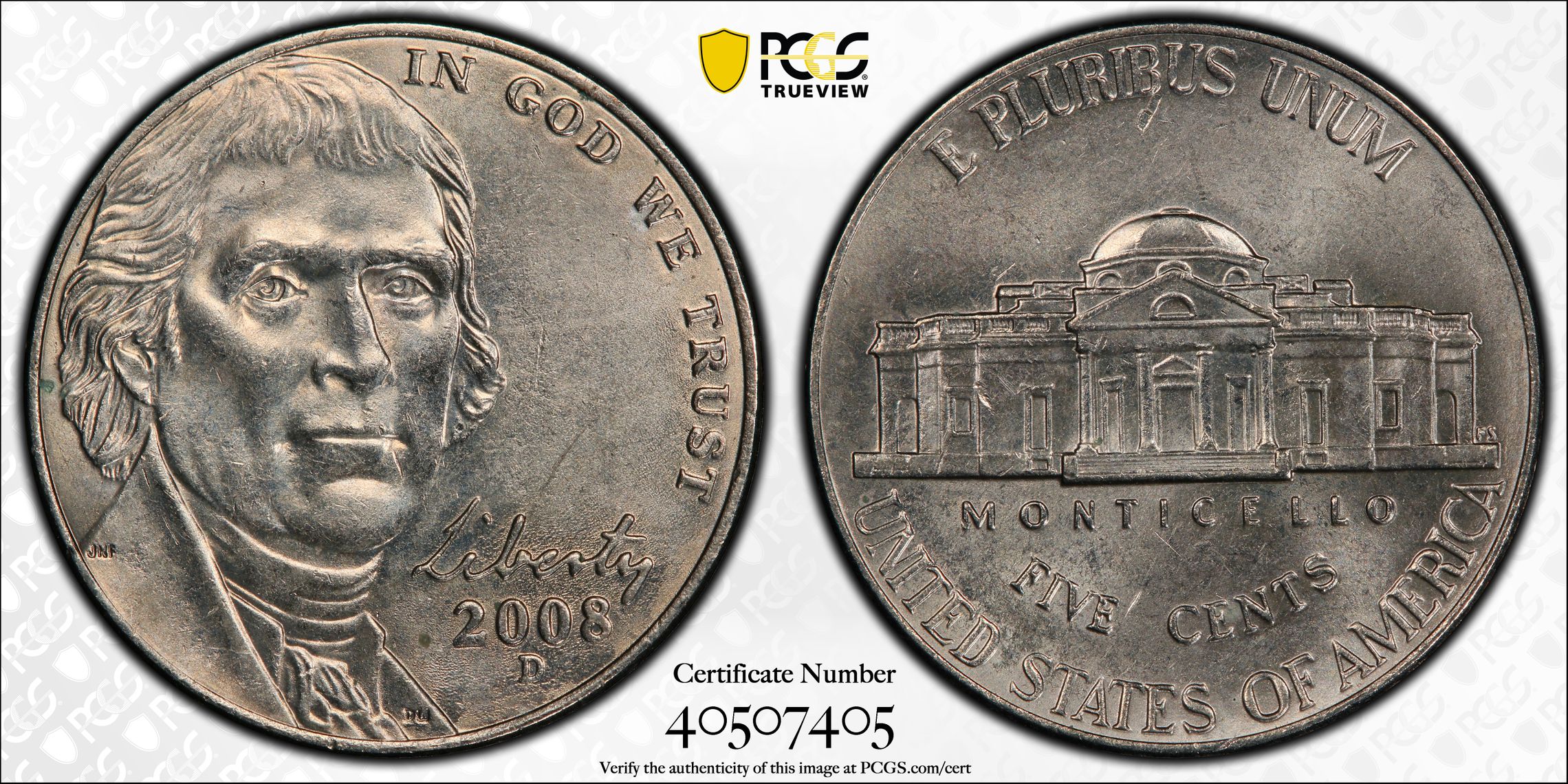 PCGS Certificate Verification Coin Details for Cert #40507405