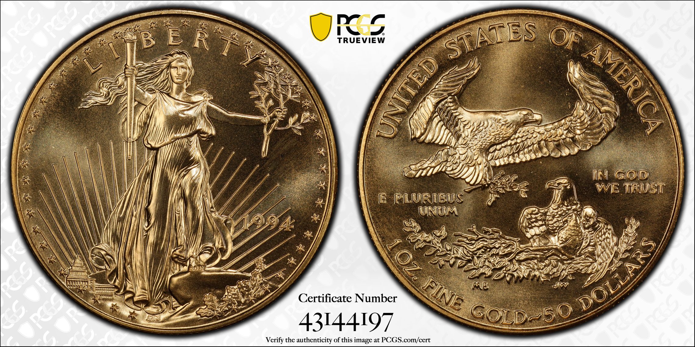 PCGS Certificate Verification Coin Details for Cert #43144197