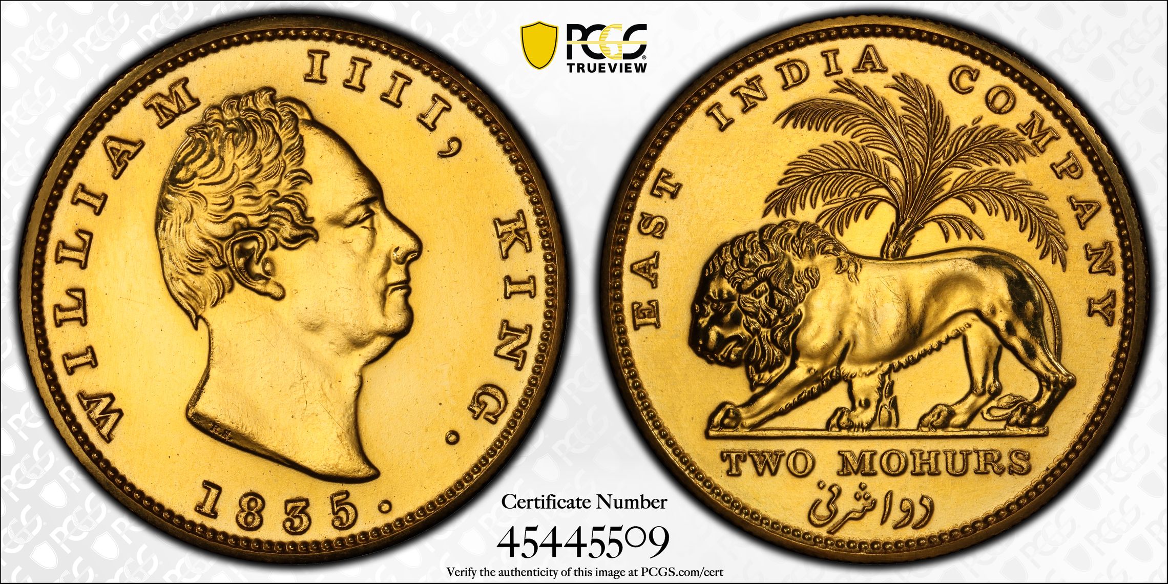 PCGS Certificate Verification Coin Details for Cert #45445509