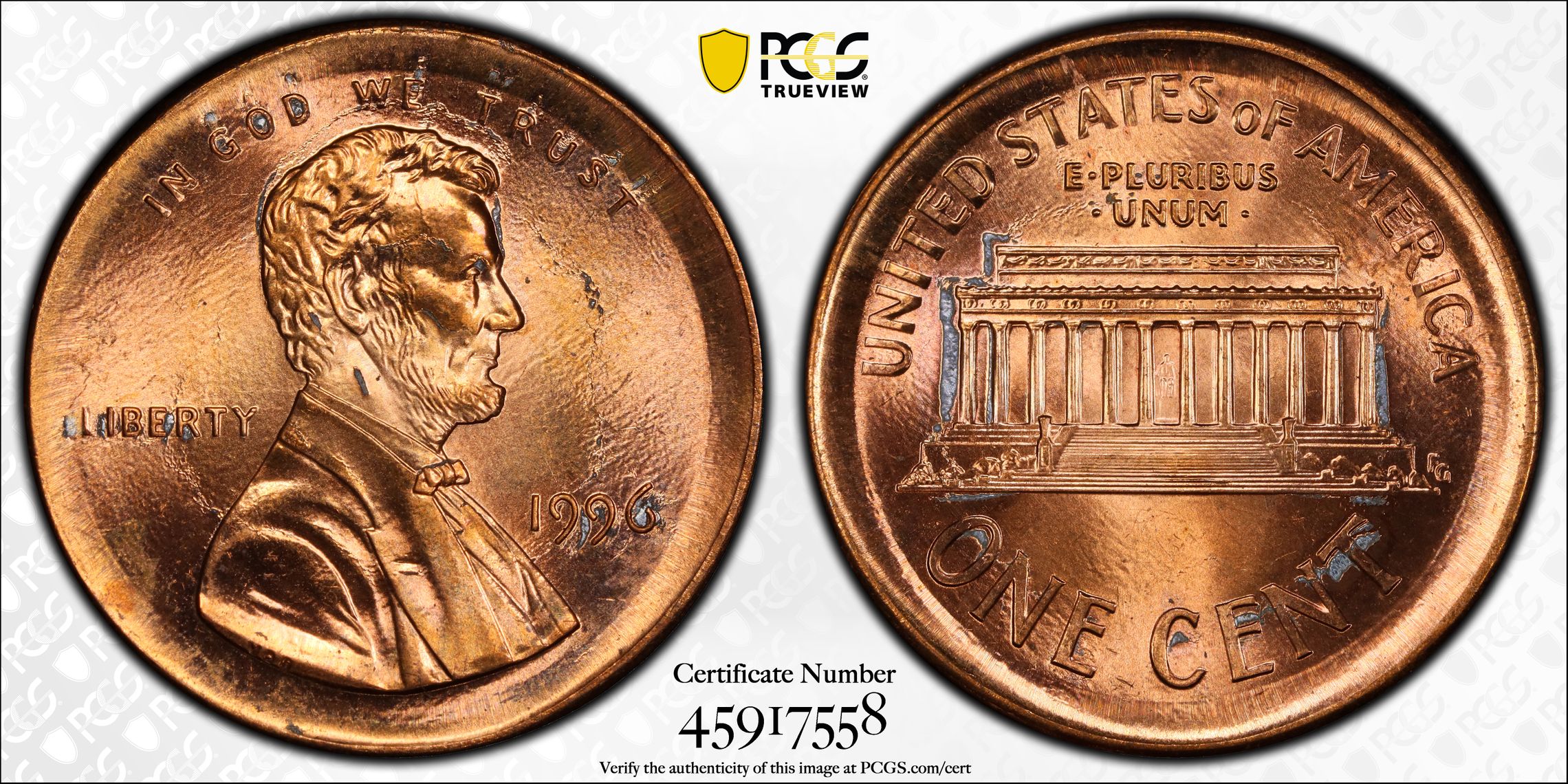 PCGS Certificate Verification Coin Details for Cert #45917558