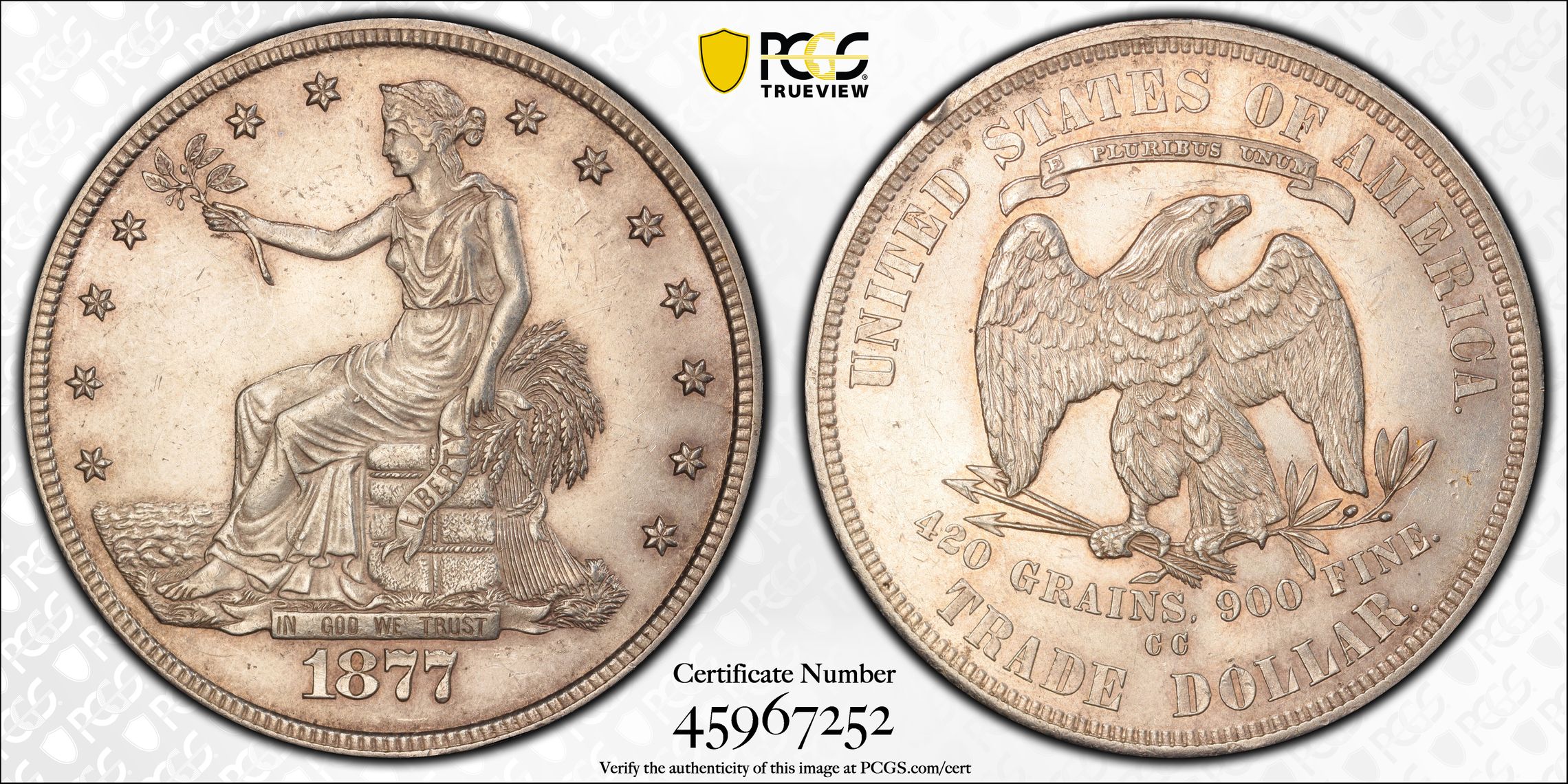 PCGS Certificate Verification Coin Details for Cert #45967252