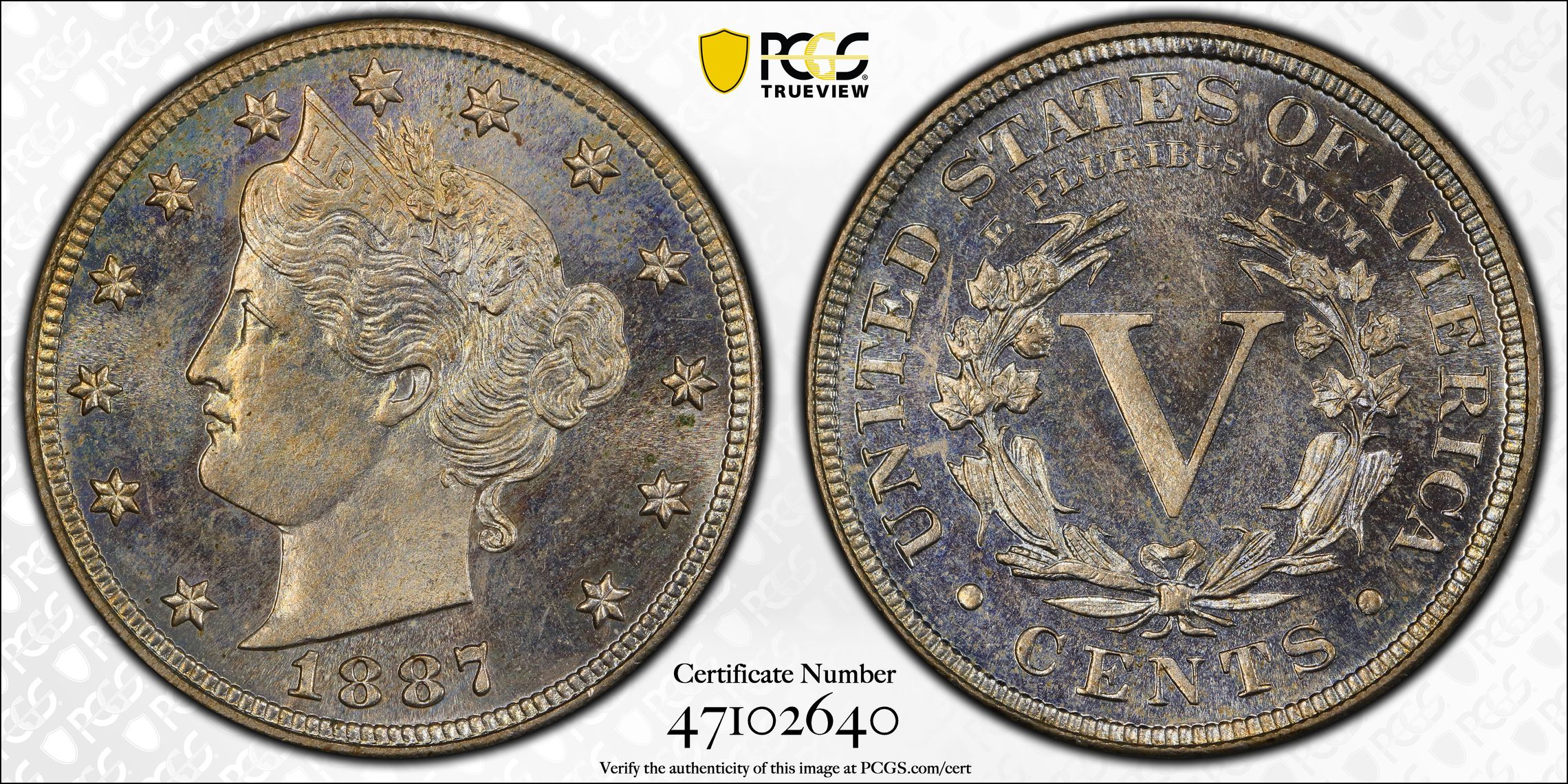 PCGS Certificate Verification Coin Details for Cert #47102640