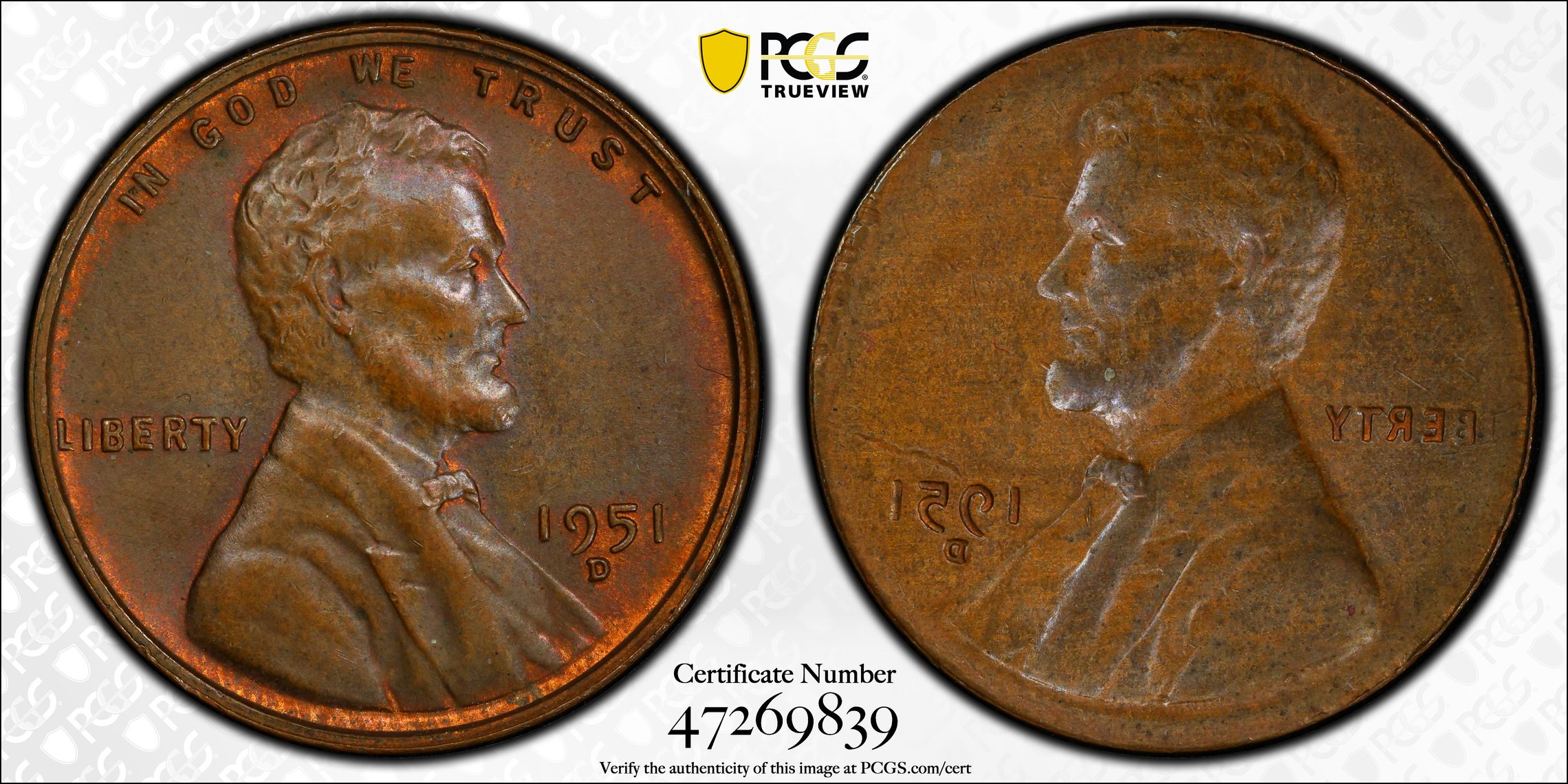 PCGS Certificate Verification Coin Details for Cert #47269839