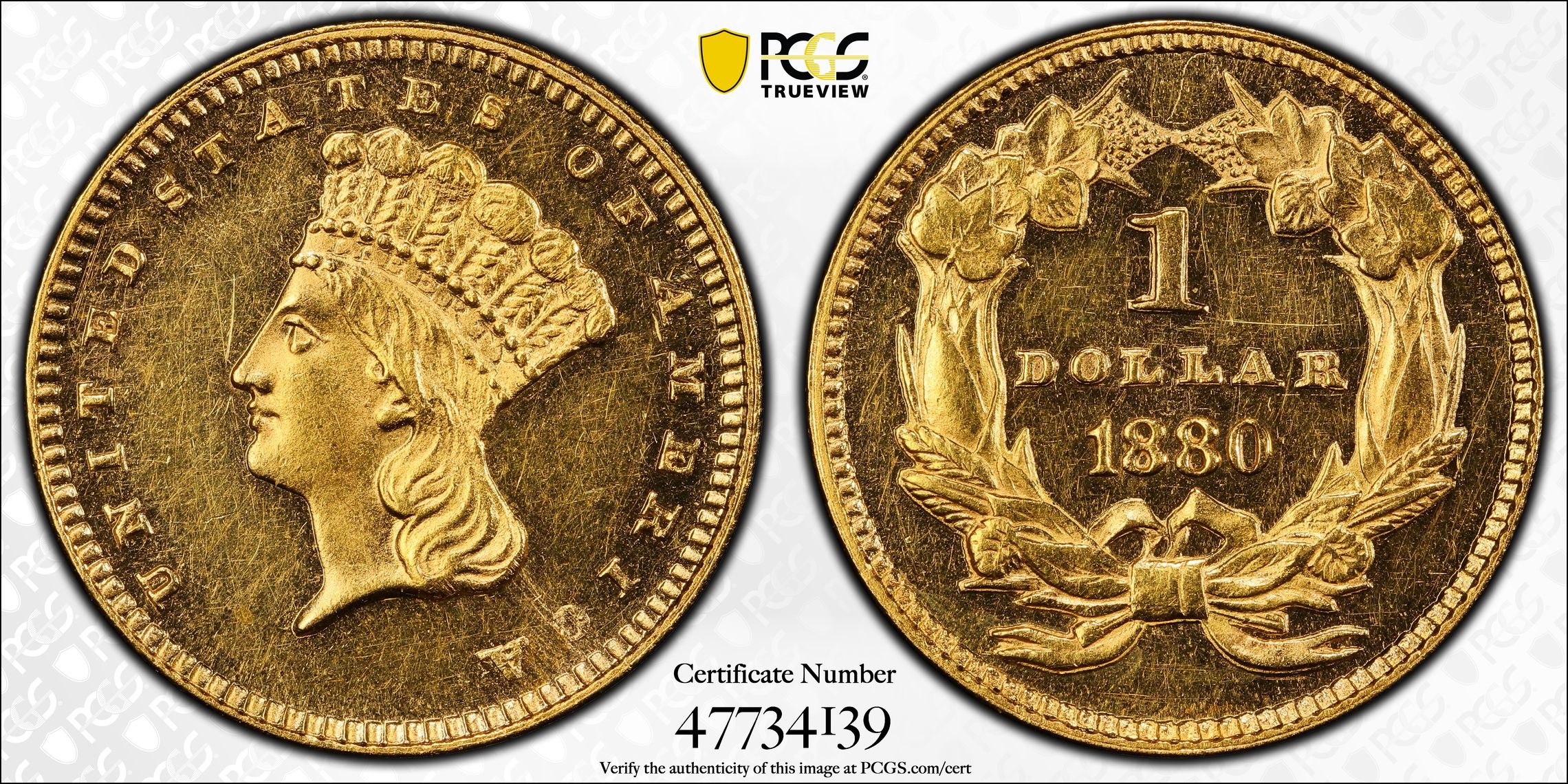 PCGS Certificate Verification Coin Details for Cert #47734139